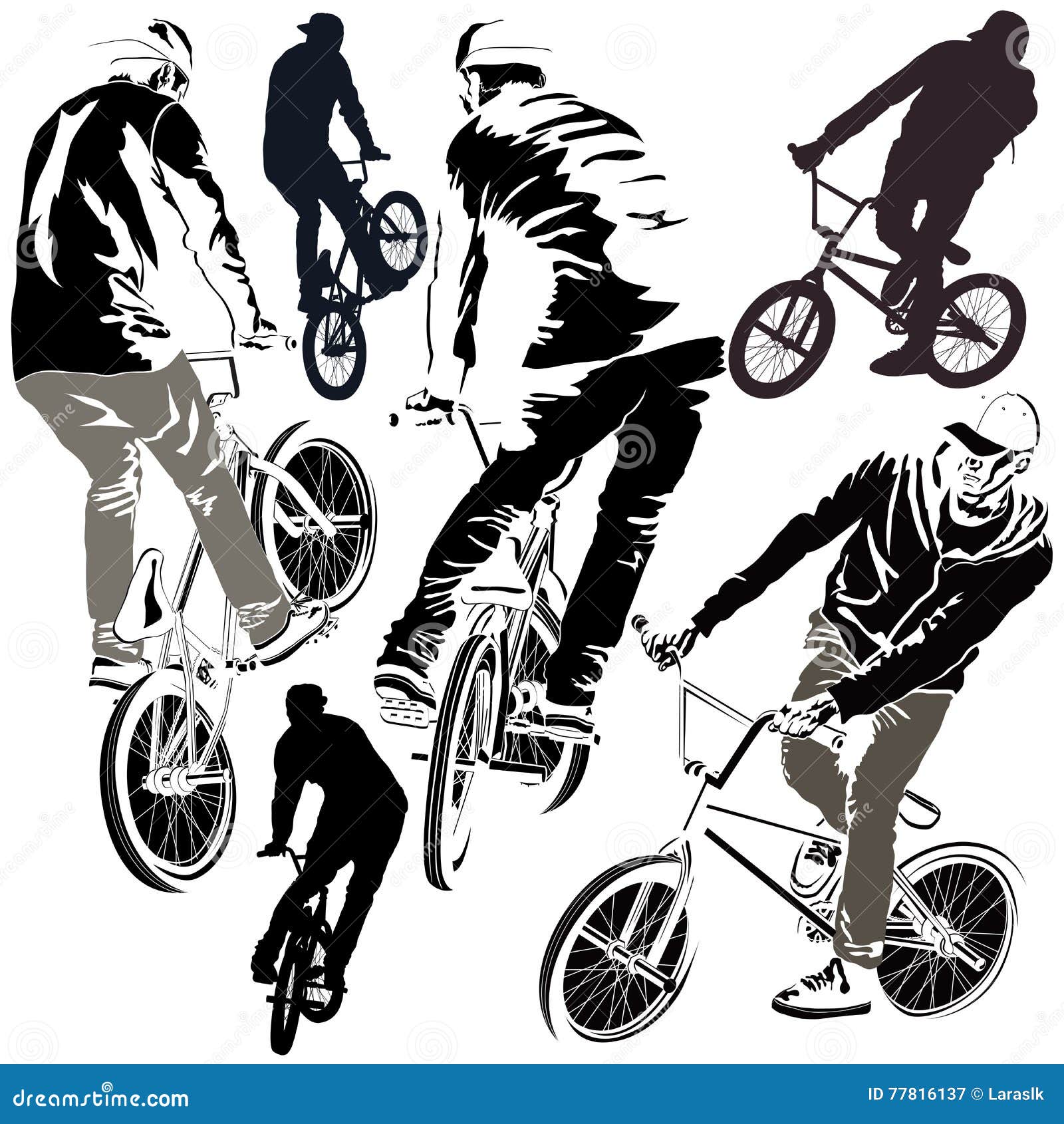 Set of BMX Bikers stock vector. Illustration of jumping - 77816137