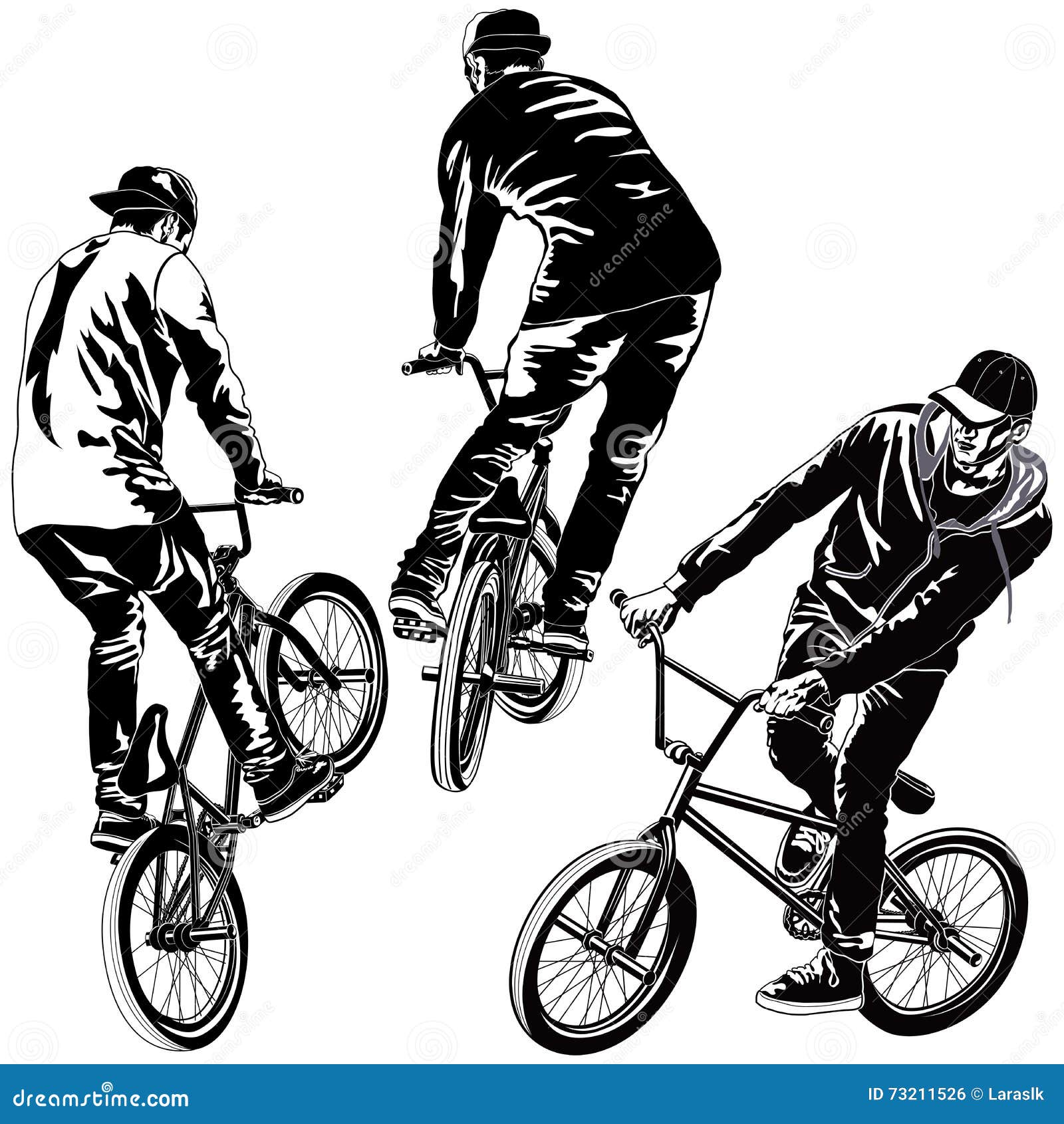 Set of BMX Bikers stock vector. Illustration of pedal - 73211526