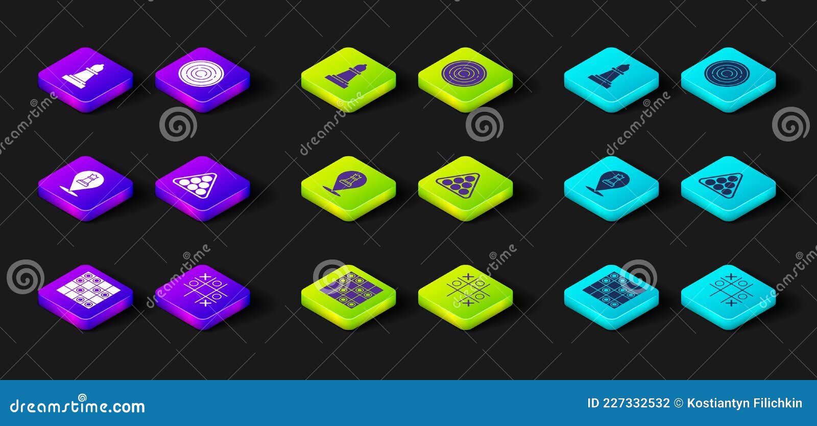 Set Board Game of Checkers, Tic Tac Toe, Chess, Billiard Balls in ...