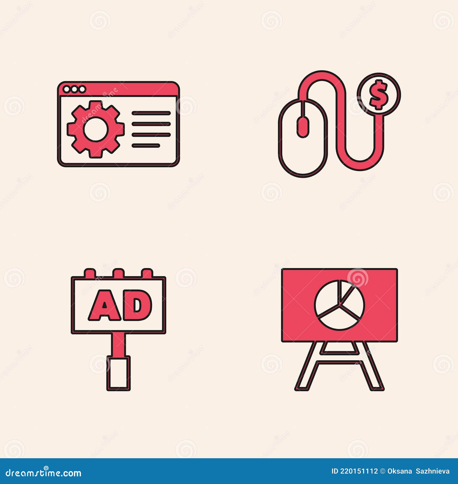 Set Board Mit Grafik Chart Browser Einstellung Werbung Und Symbol