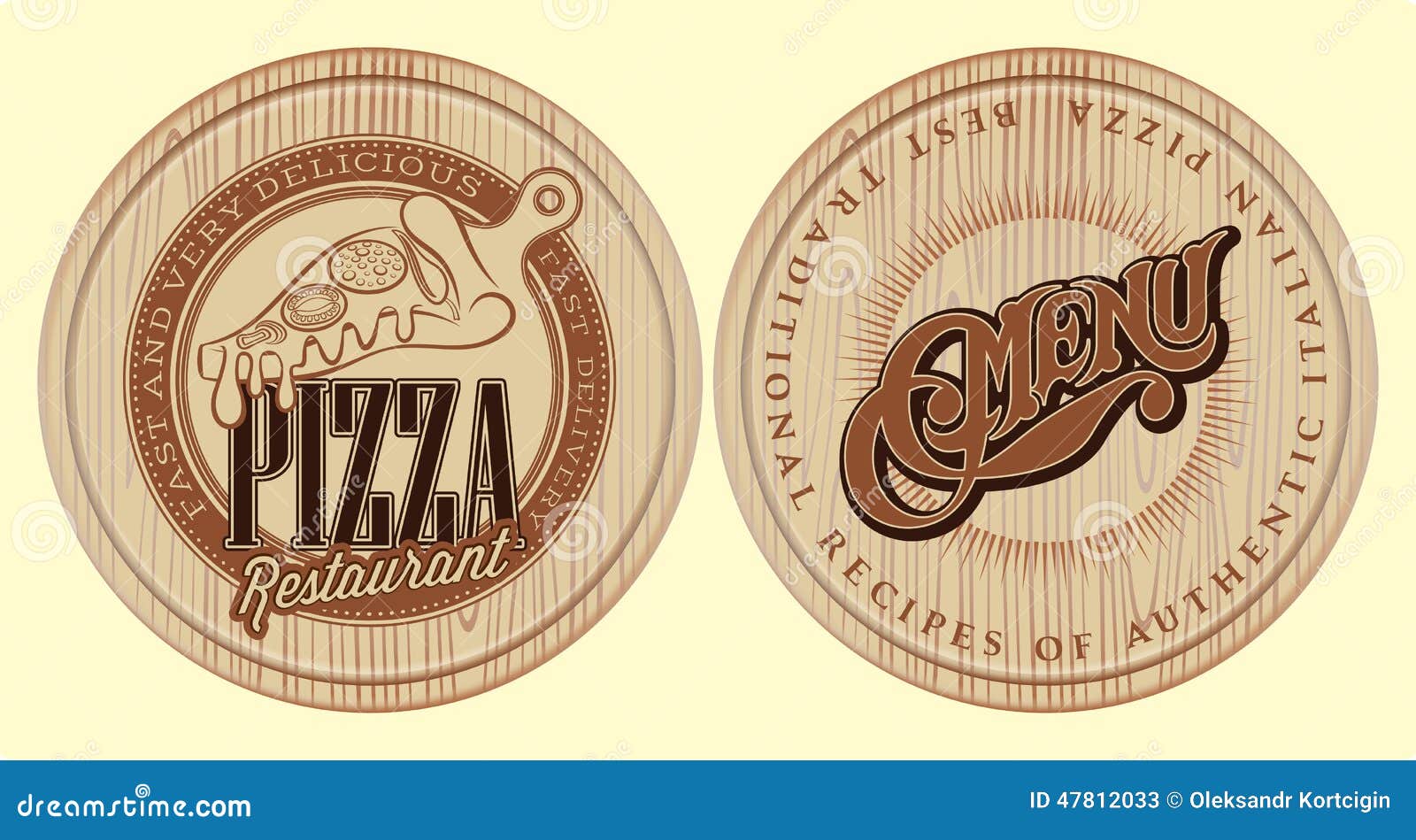 Set of Boards for Pizza with Inscriptions and Symbols for Menu Stock ...