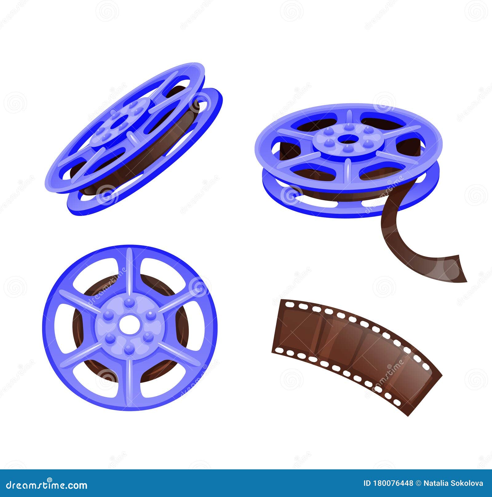 Set of Bobines and Tape, Icons in Cartoon Style Stock Vector ...