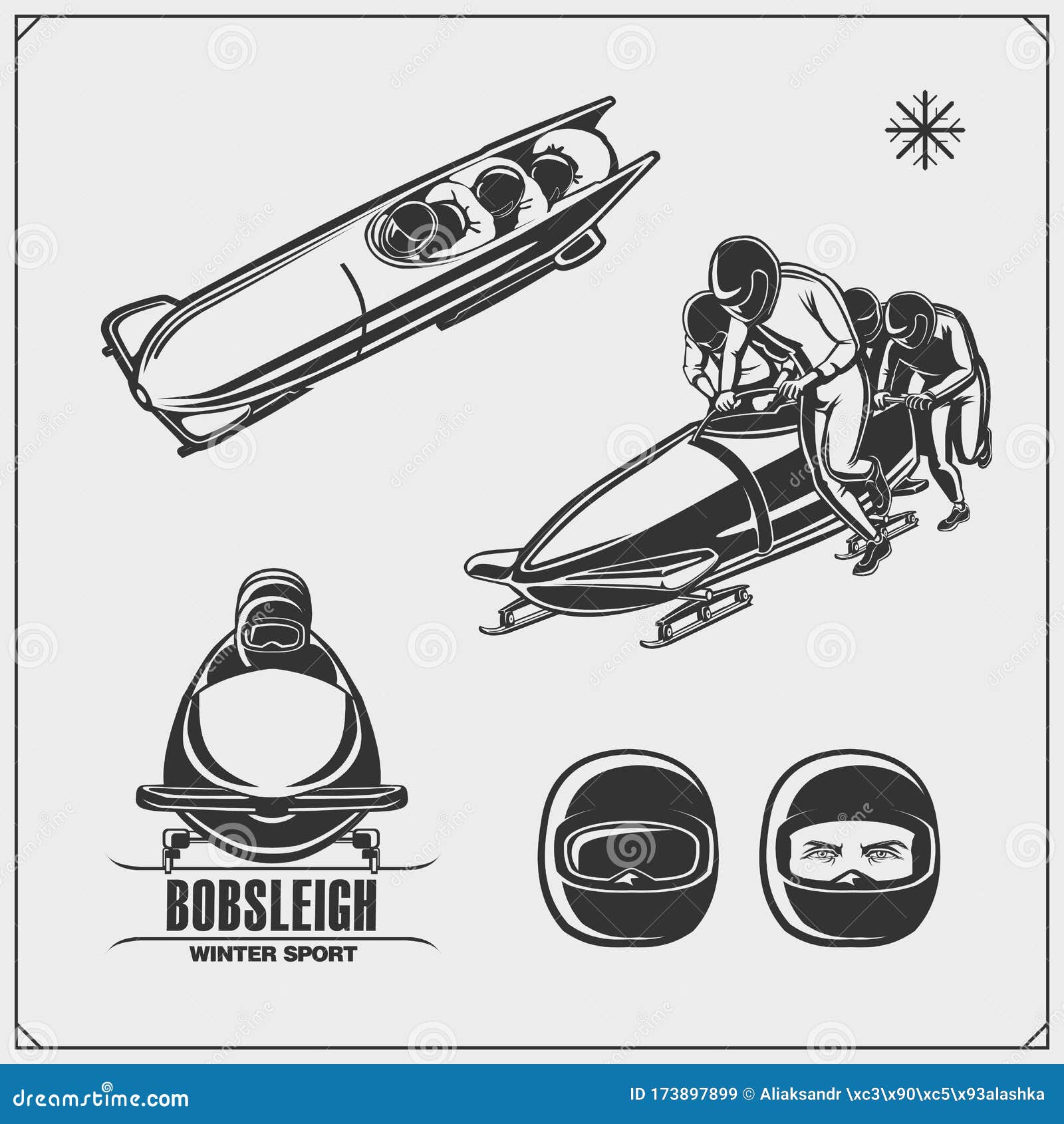 Set of Bobsleigh Emblems, Labels and Design Elements. Winter Sport Set ...