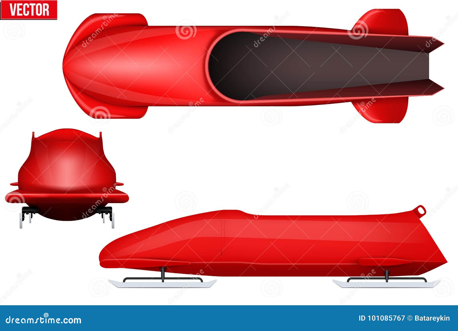 Bobsleigh And Two Athletes In Perspective. Vector Illustration ...