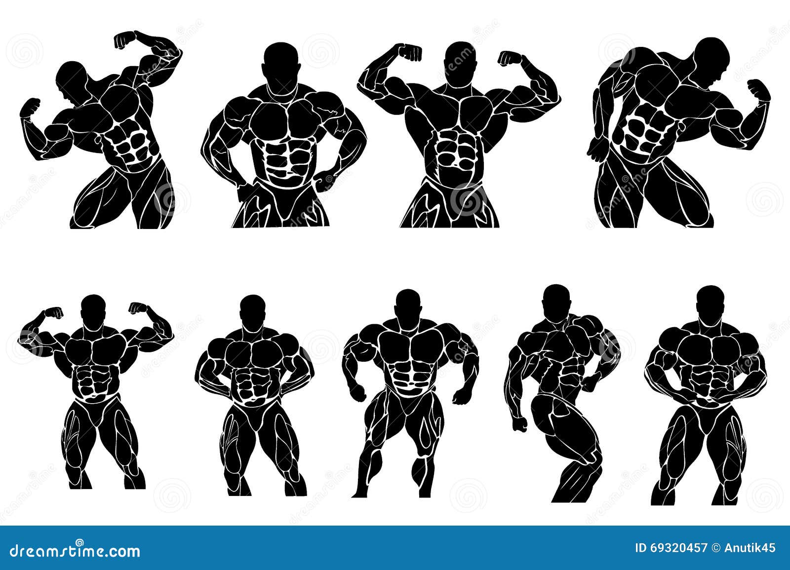 Set of Bodybuilding Icons, Vector Illustration Stock Vector ...