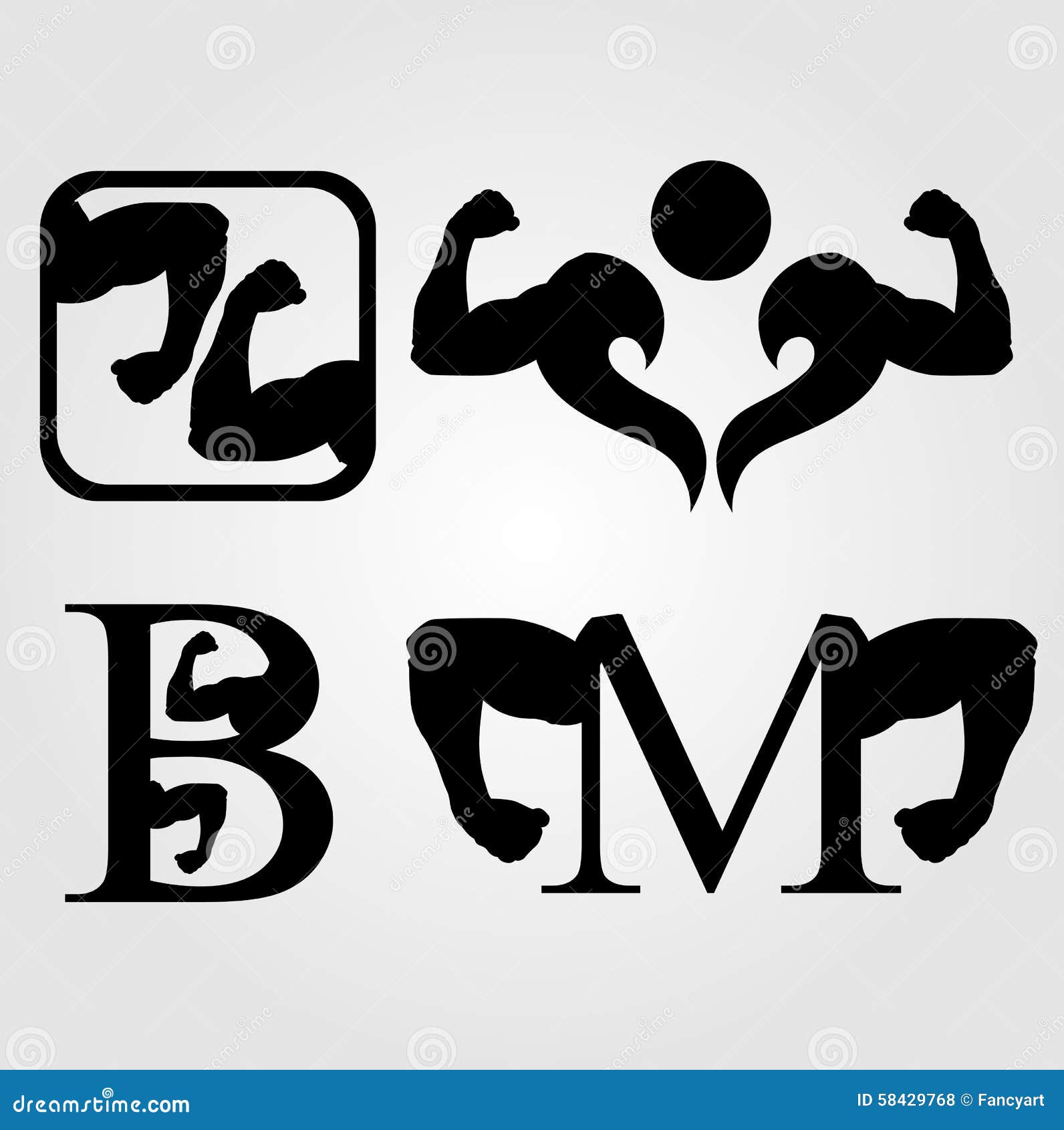 Set of bodybuilding logos stock vector. Illustration of dumbbell - 58429768