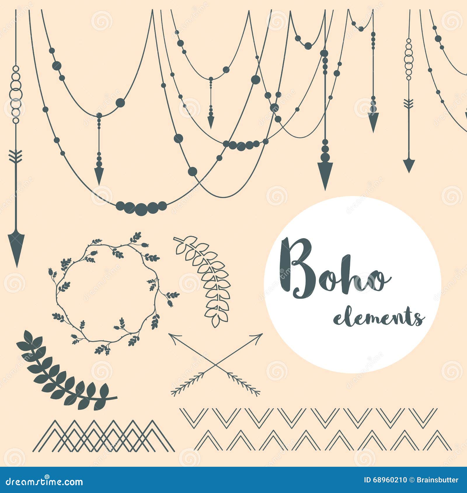 Set of Boho Style Elements. Vector Drawing. Stock Vector - Illustration ...