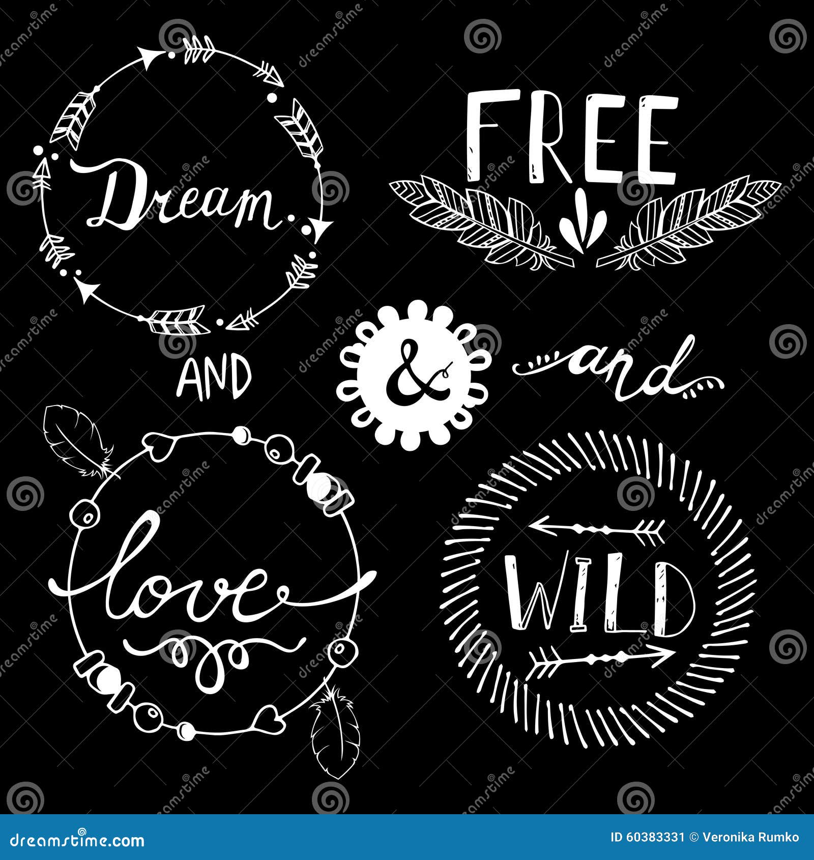 Set of Boho Style Frames and Elements. Vector Stock Vector ...