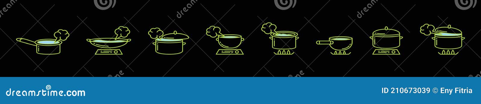 Set of Boiling Water Cartoon Icon Design Template with Various Models ...