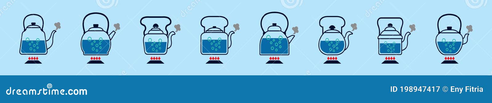 Set of Boiling Water Icon Design Template with Various Models. Vector ...