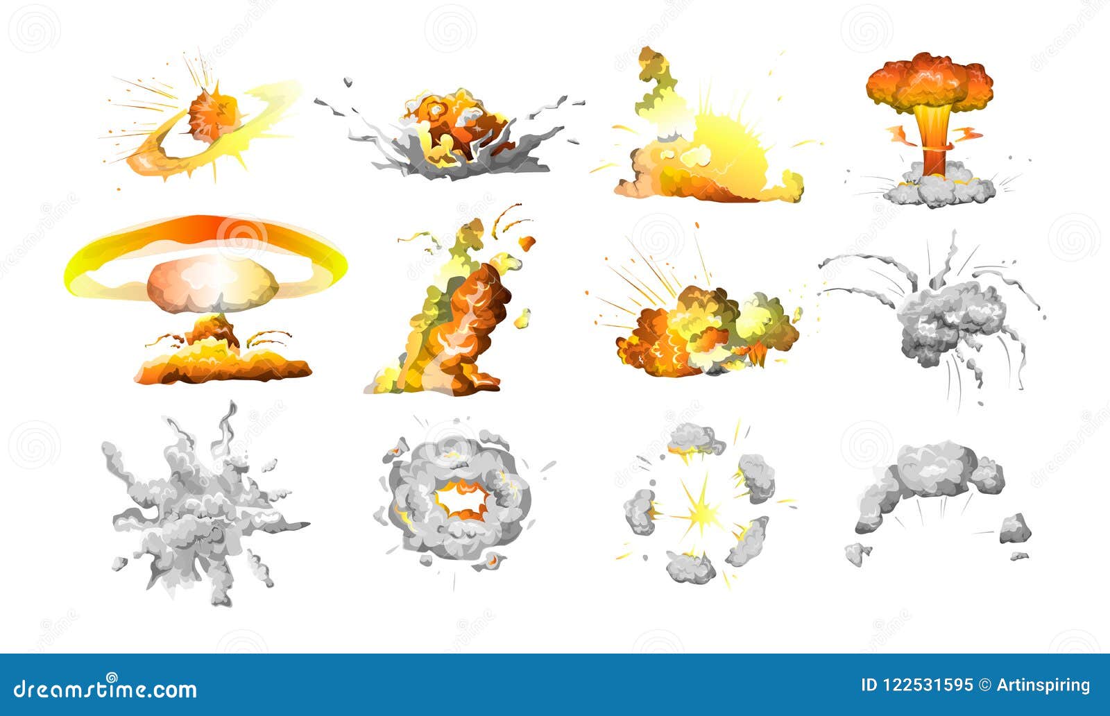 Set of bomb explosion stock vector. Illustration of atomic - 122531595