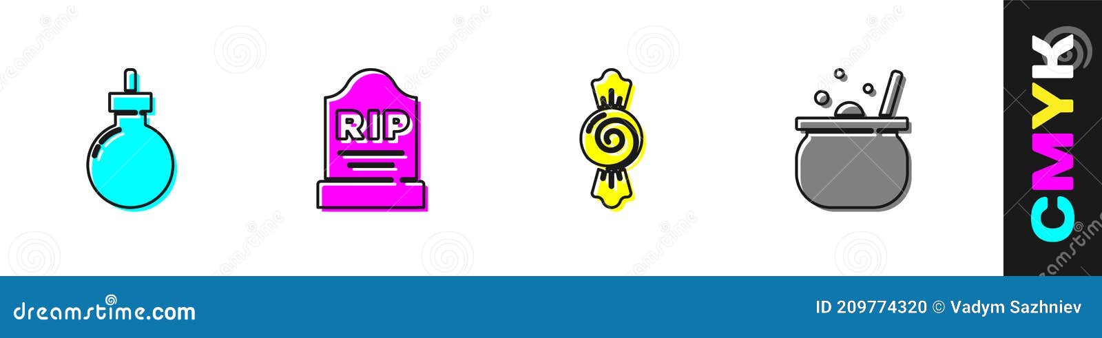 Set Bomb Ready To Explode, Tombstone with RIP Written, Candy and ...