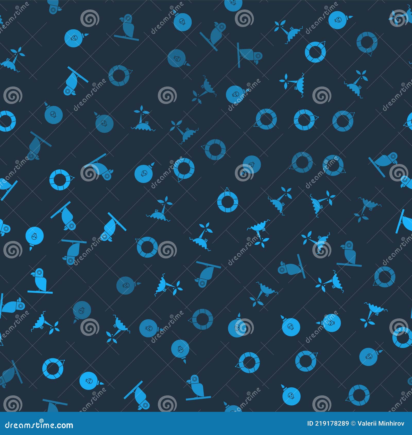 Set Bomb Ready To Explode, Tropical Island in Ocean, Lifebuoy and ...