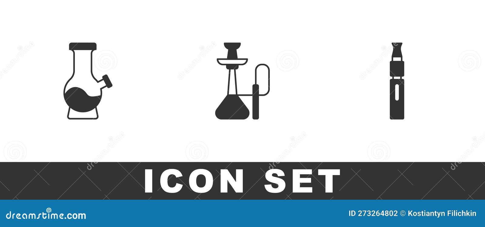 Set Bong, Hookah and Electronic Cigarette Icon. Vector Stock Vector ...