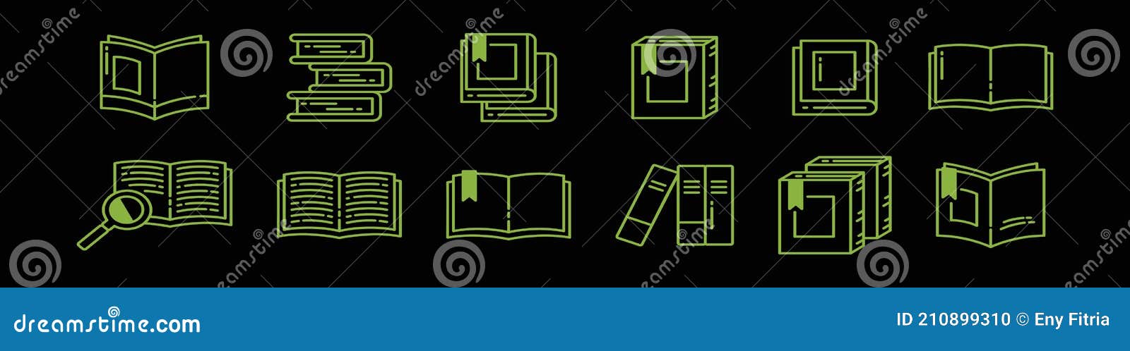 Set of Book Cartoon Icon Design Template with Various Models. Vector ...
