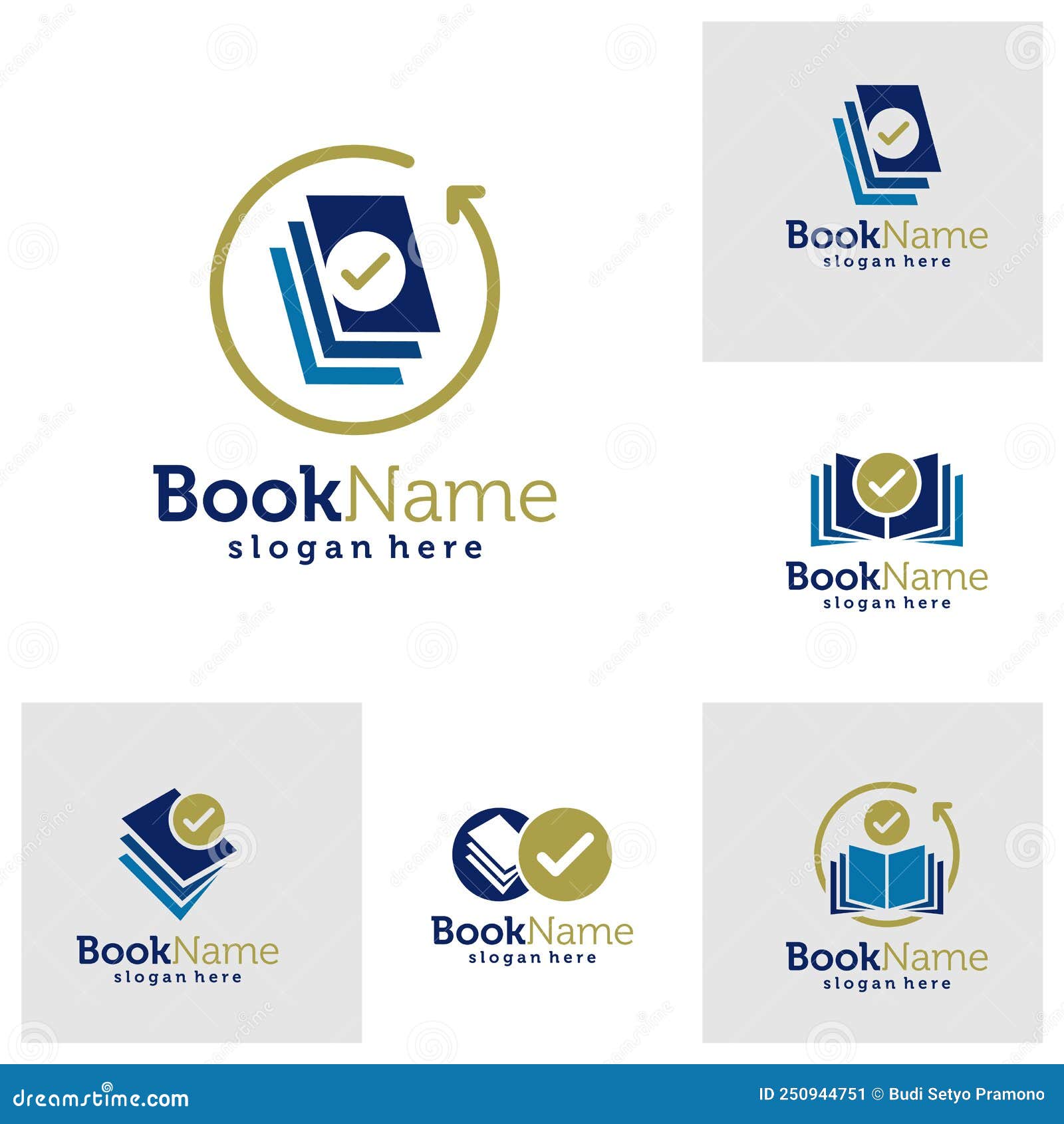 Set of Book Check Logo Design Template. Book Check Logo Concept Vector ...