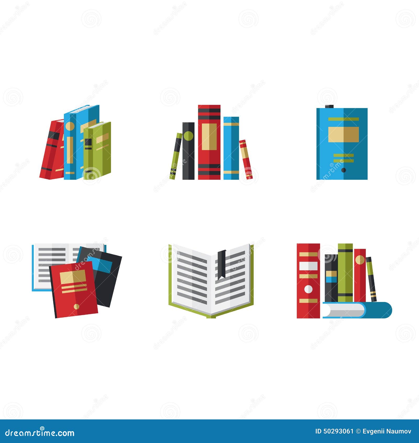 Set of Book Icons in Flat Design Style Stock Vector - Illustration of ...