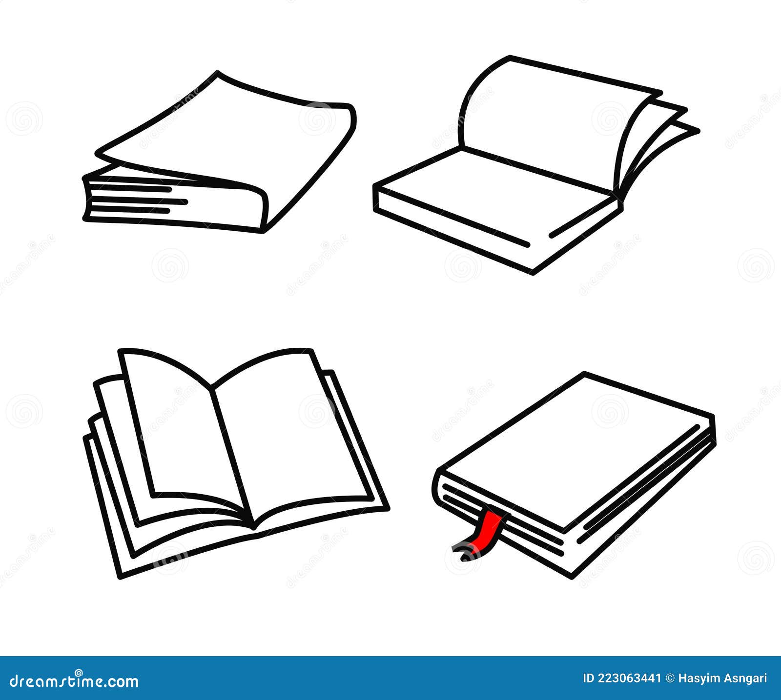 Set of Book Line Art Icon Vector Stock Vector - Illustration of line ...