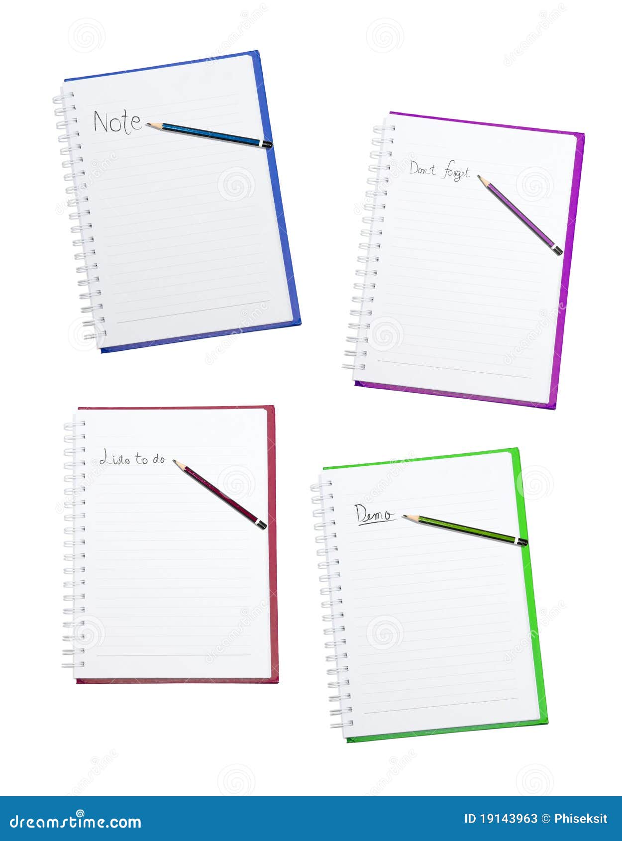 The Set Of Book With Pencil And Note Stock Image - Image of backgrounds ...