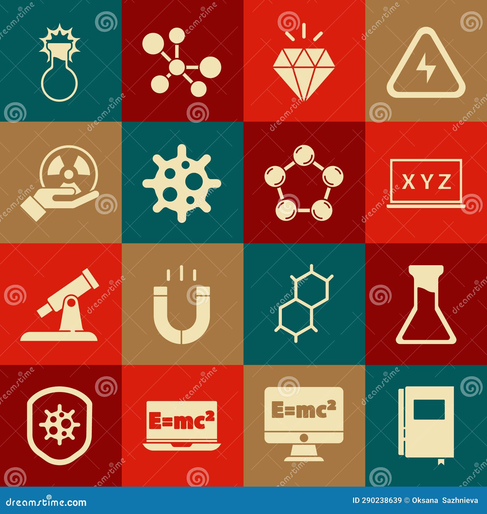 Set Book, Test Tube and Flask, XYZ Coordinate System, Diamond, Virus ... Set Book, Test Tube and Flask, XYZ Coordinate System, Diamond, Virus ...