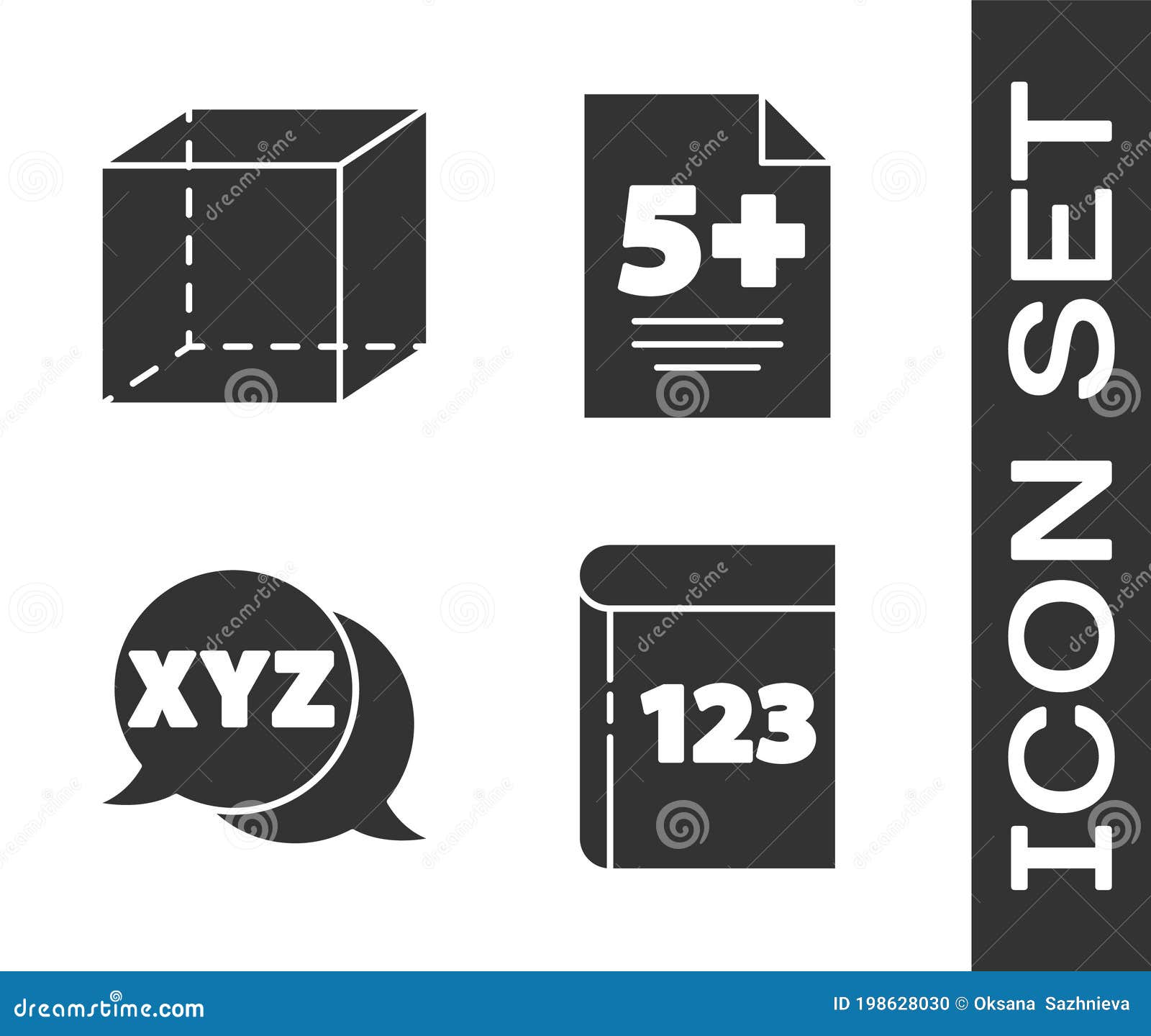 Set Book With Word Mathematics Geometric Figure Cube Xyz Coordinate