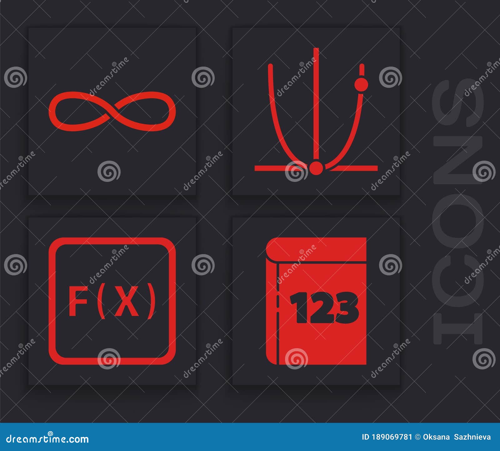 Set Book with Word Mathematics, Infinity, Graph, Schedule, Chart ...