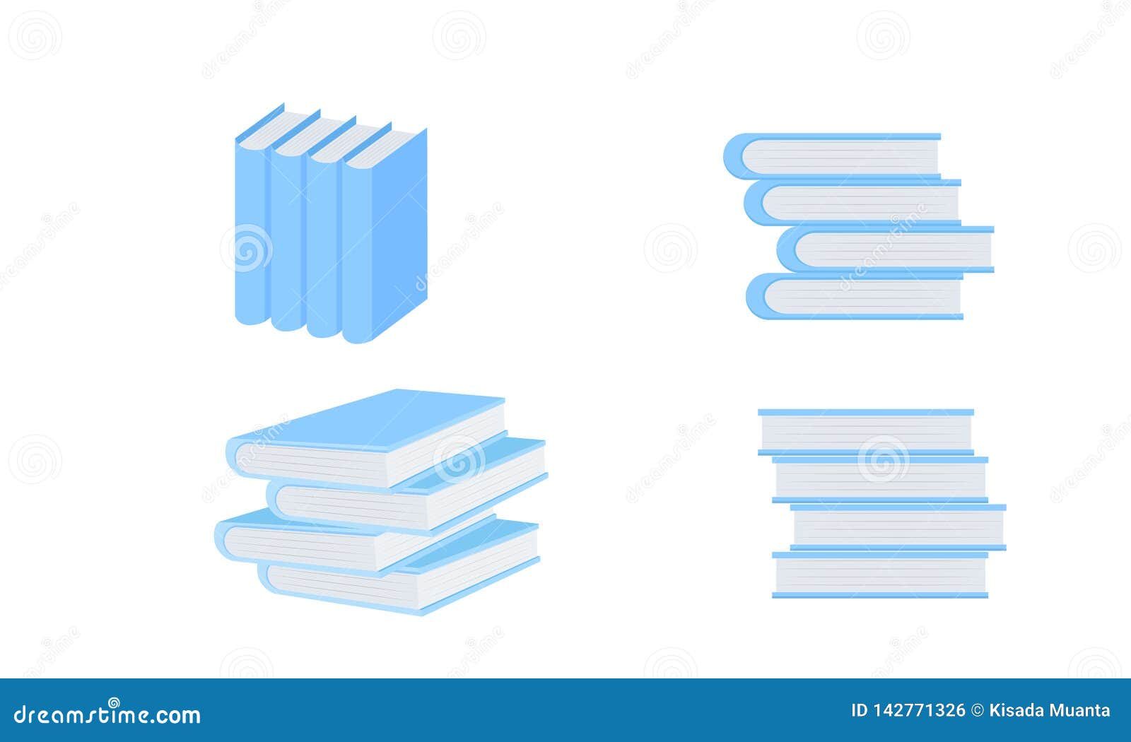 Set of Books Blue Tone Vector Illustration Eps10 Stock Vector ...