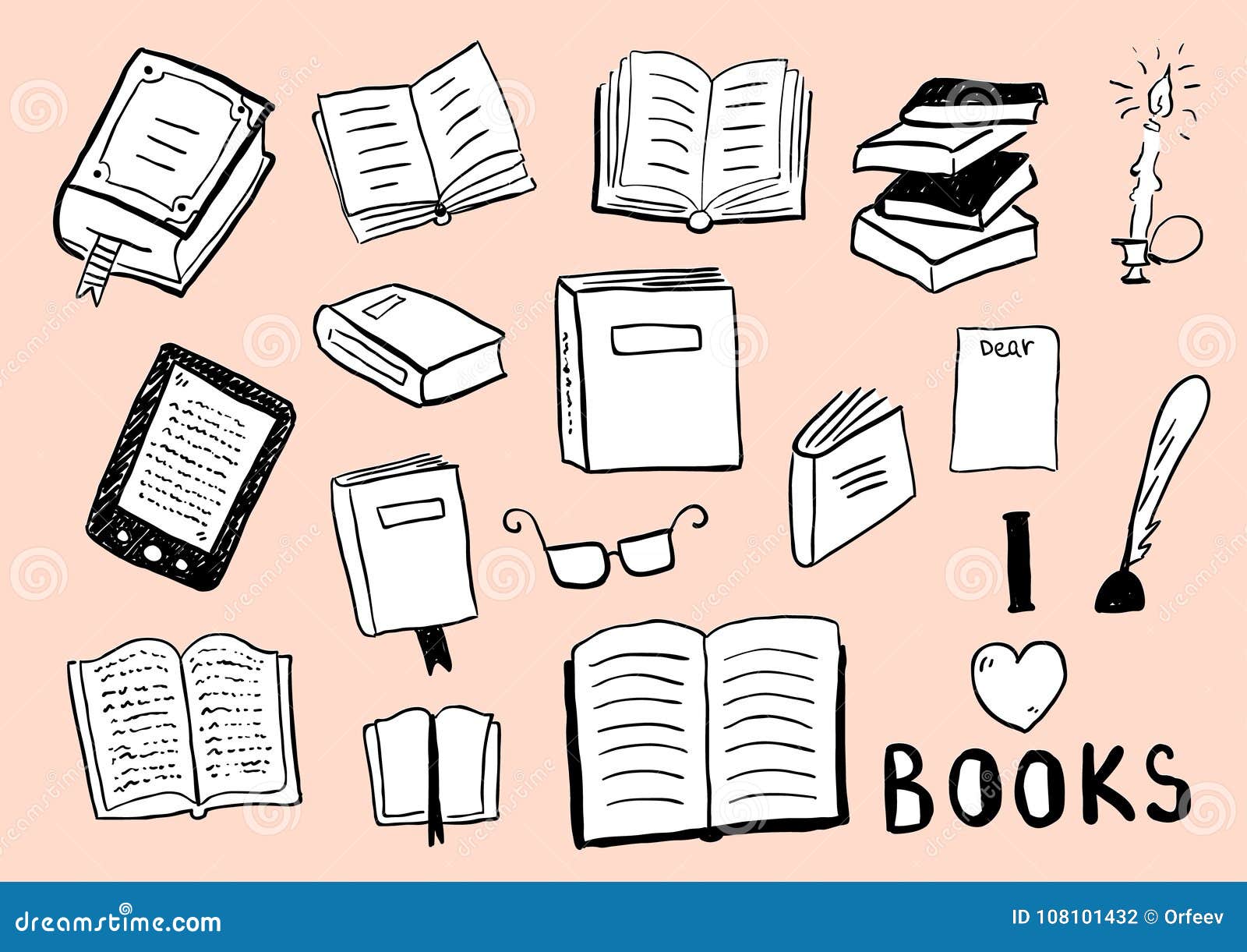 Set of books doodles stock vector. Illustration of back - 108101432