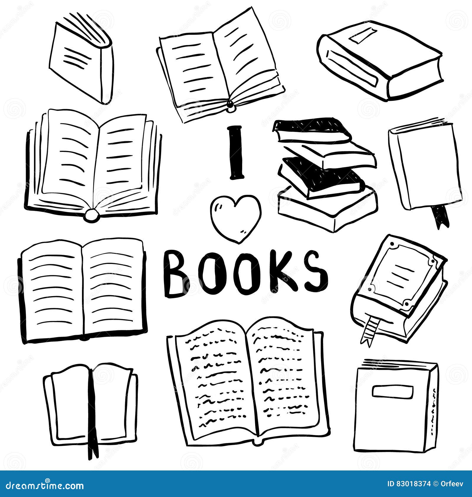 Set of books doodles stock vector. Illustration of signs - 83018374