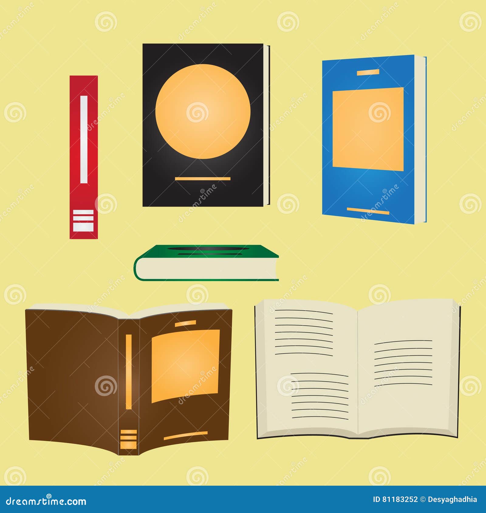 Set of Books Flat Vector Design. Stock Vector - Illustration of ...
