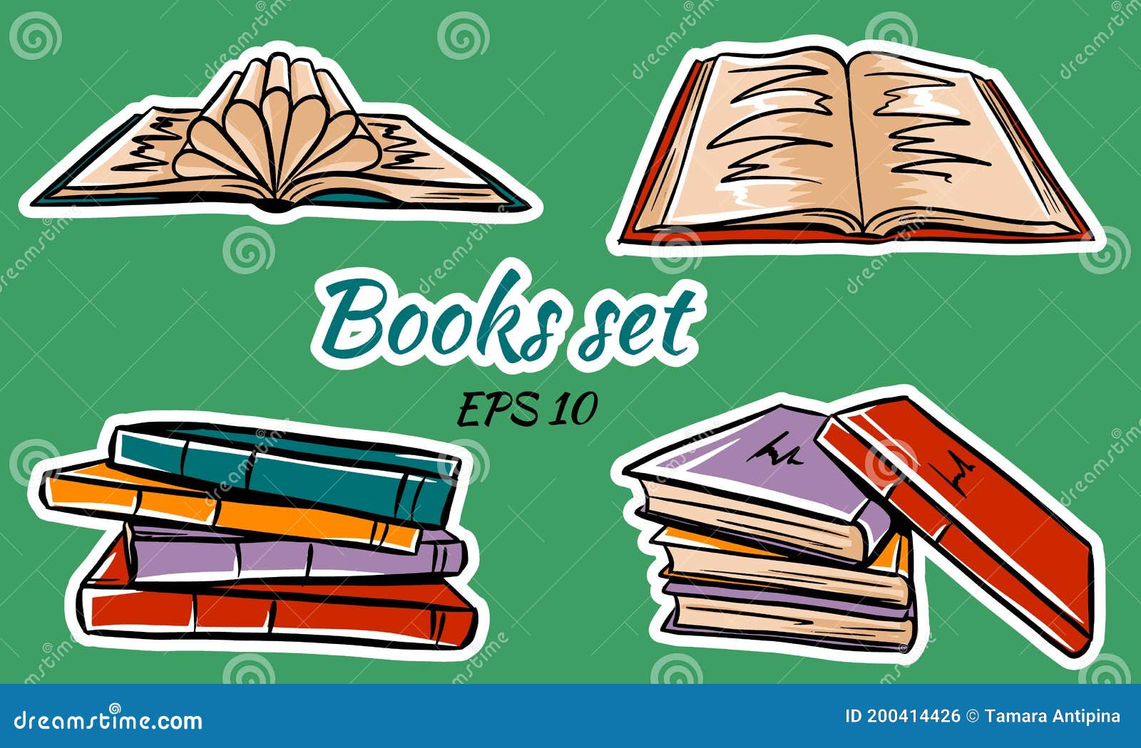 Set of Books Isolated. in a Cartoon Style Stock Vector - Illustration ...