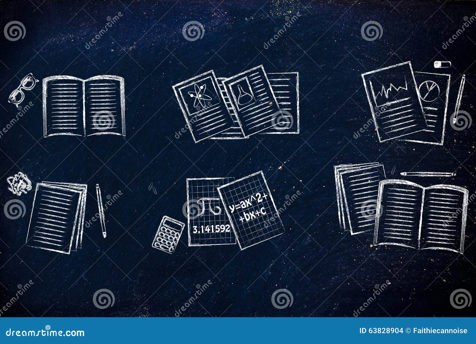 Set of Books and Notes about Different School Subjects Stock ...