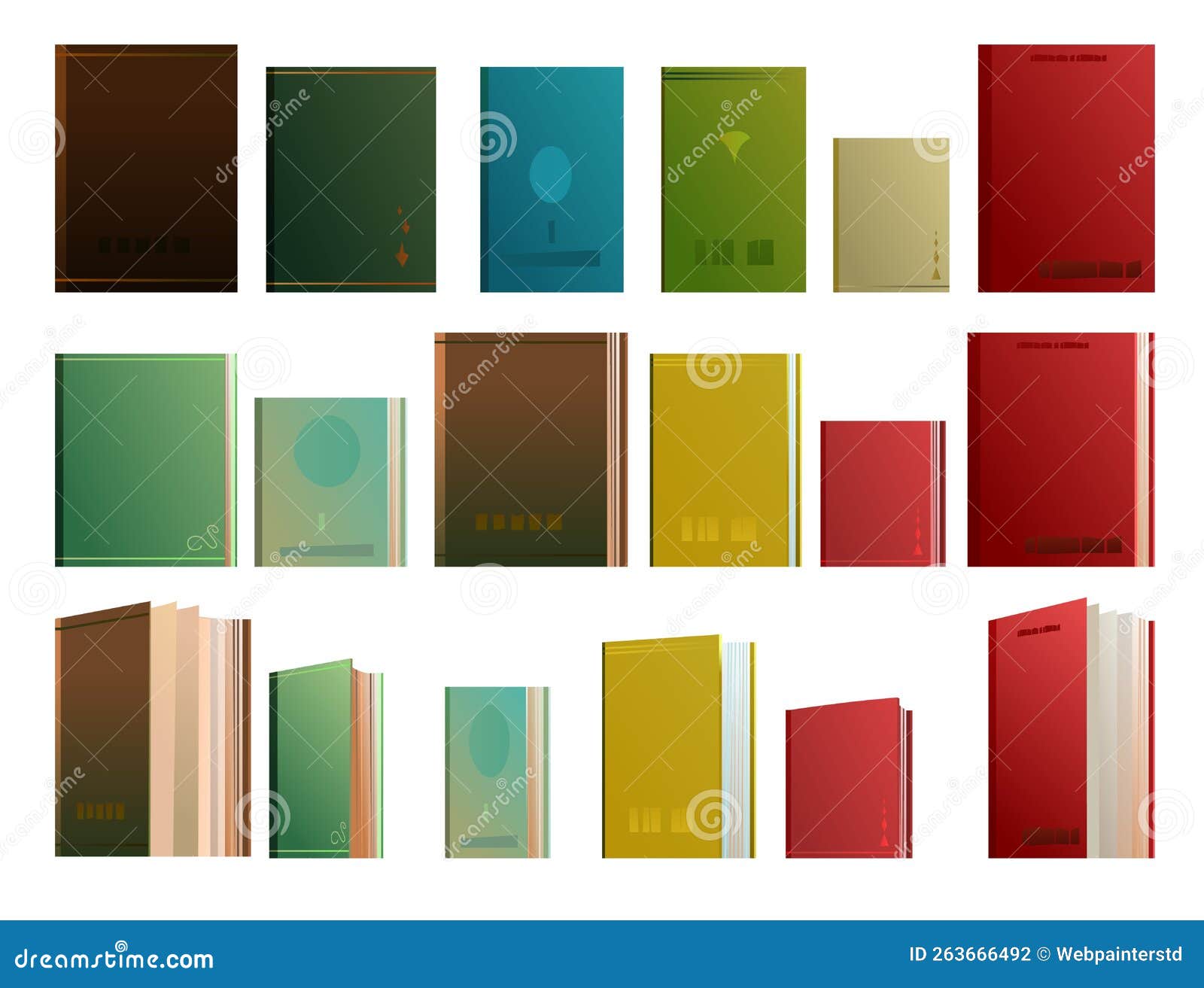 Set Books Objects. Front View. Great Collection for Reading. Library or ...