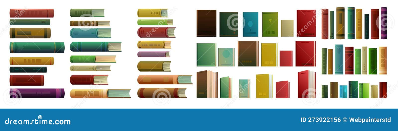 Set Books Objects. Side View from the Front. Great Collection for ...