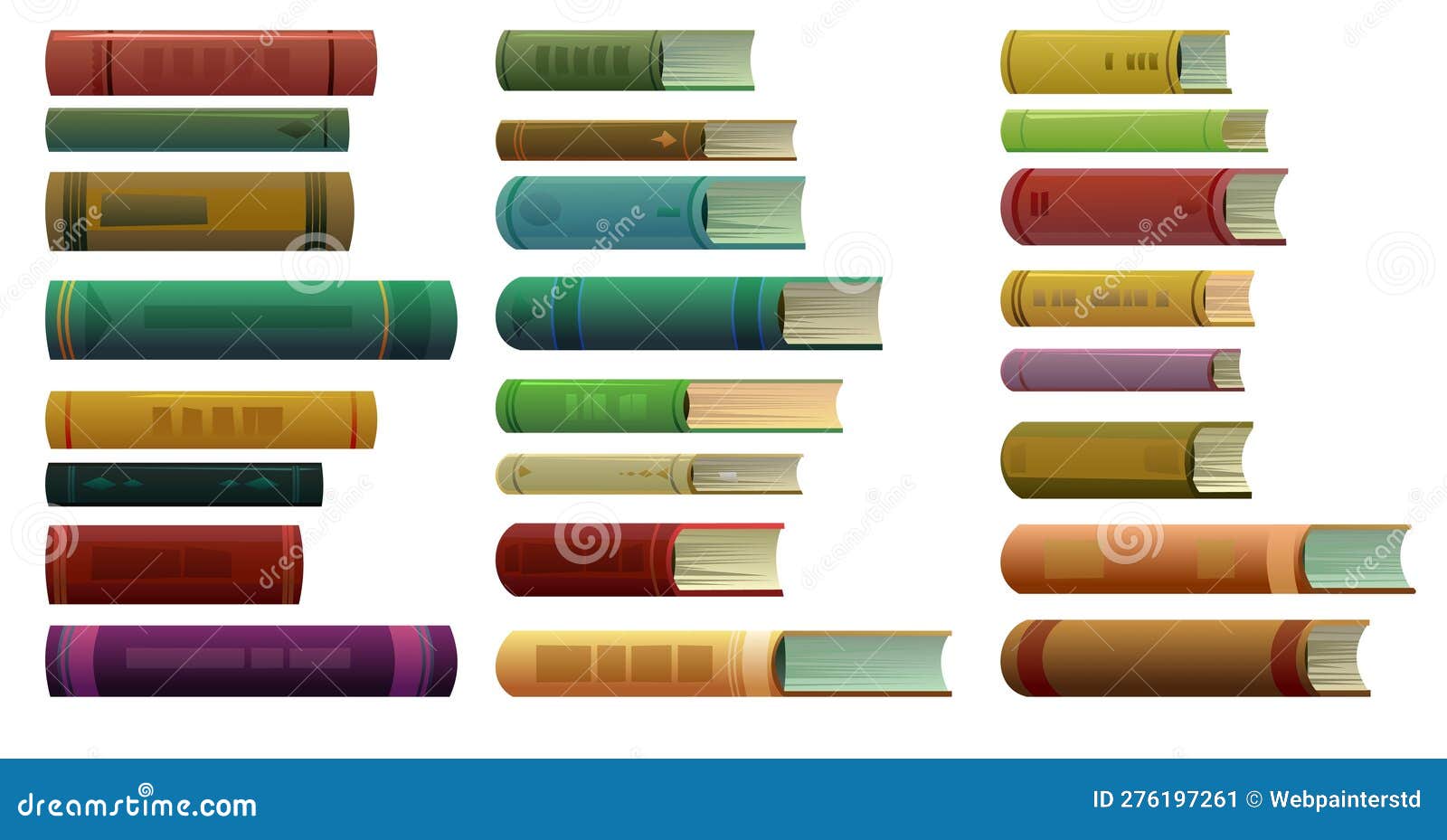 Set Books Objects. Side View. Great Collection for Reading. Library or ...