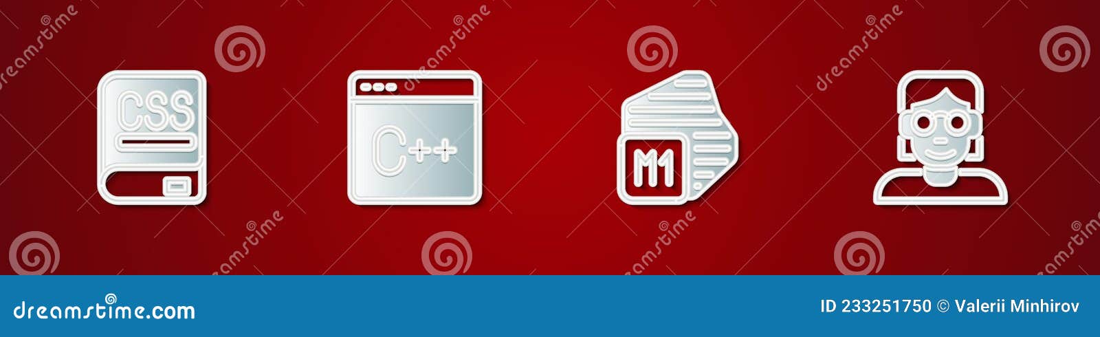 Set Books About Programming Software Processor And Hacker Coder Icon Vector Stock Vector