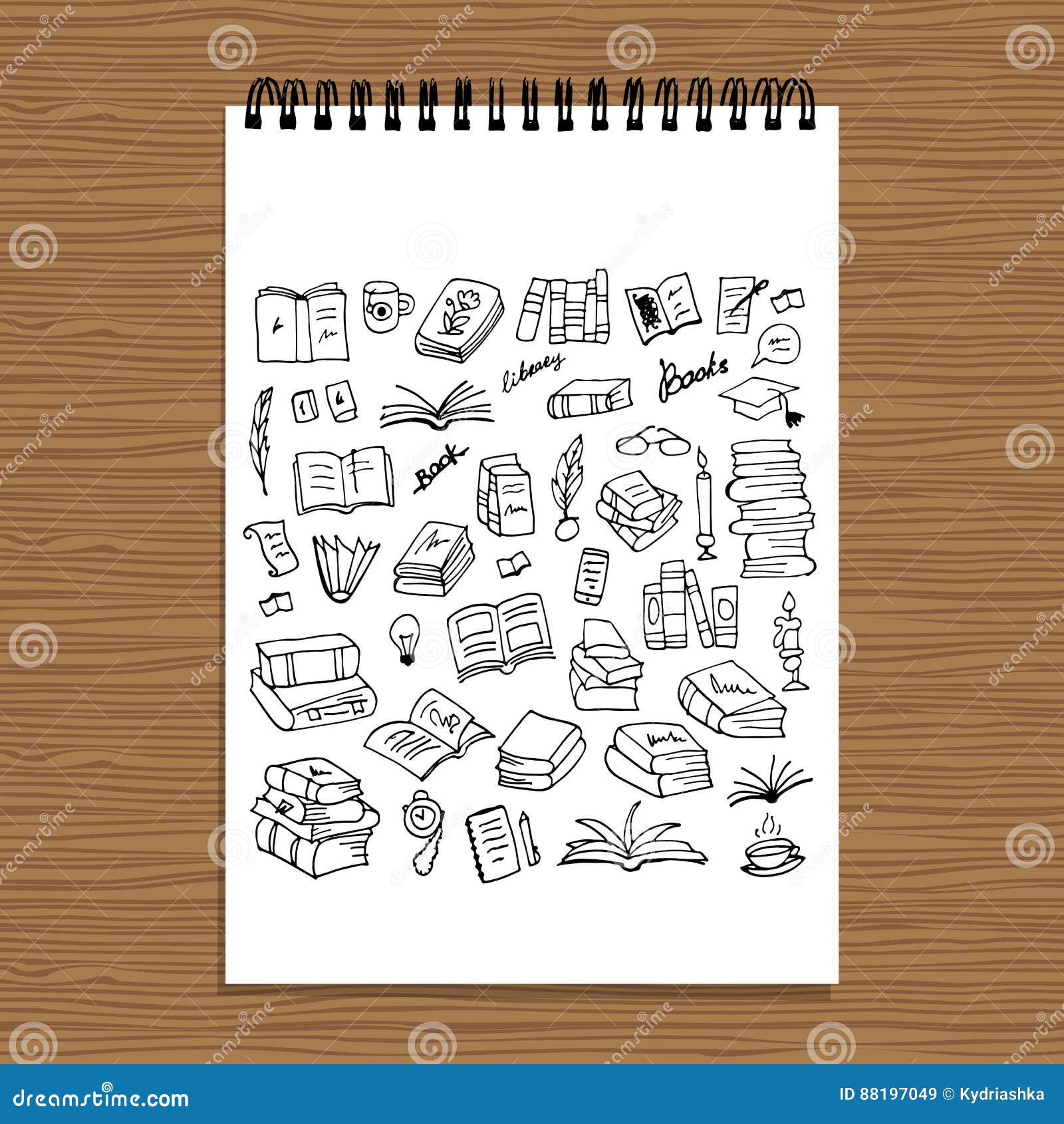 Set of Books, Sketch for Your Design Stock Vector - Illustration of ...