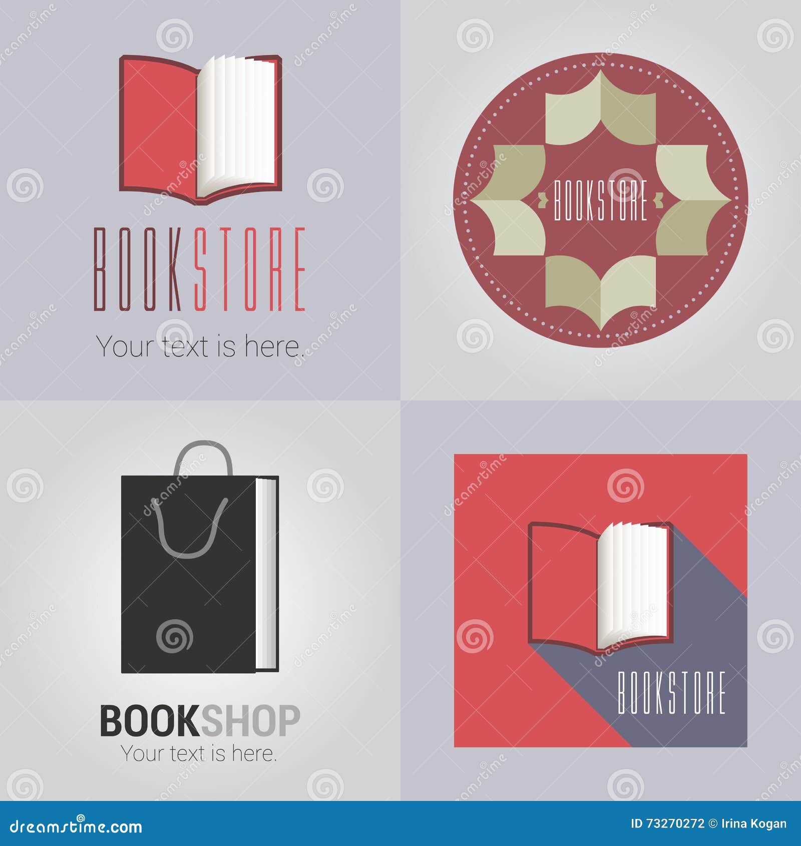 Set of Bookstore or Library Vector Logo Stock Vector - Illustration of ...
