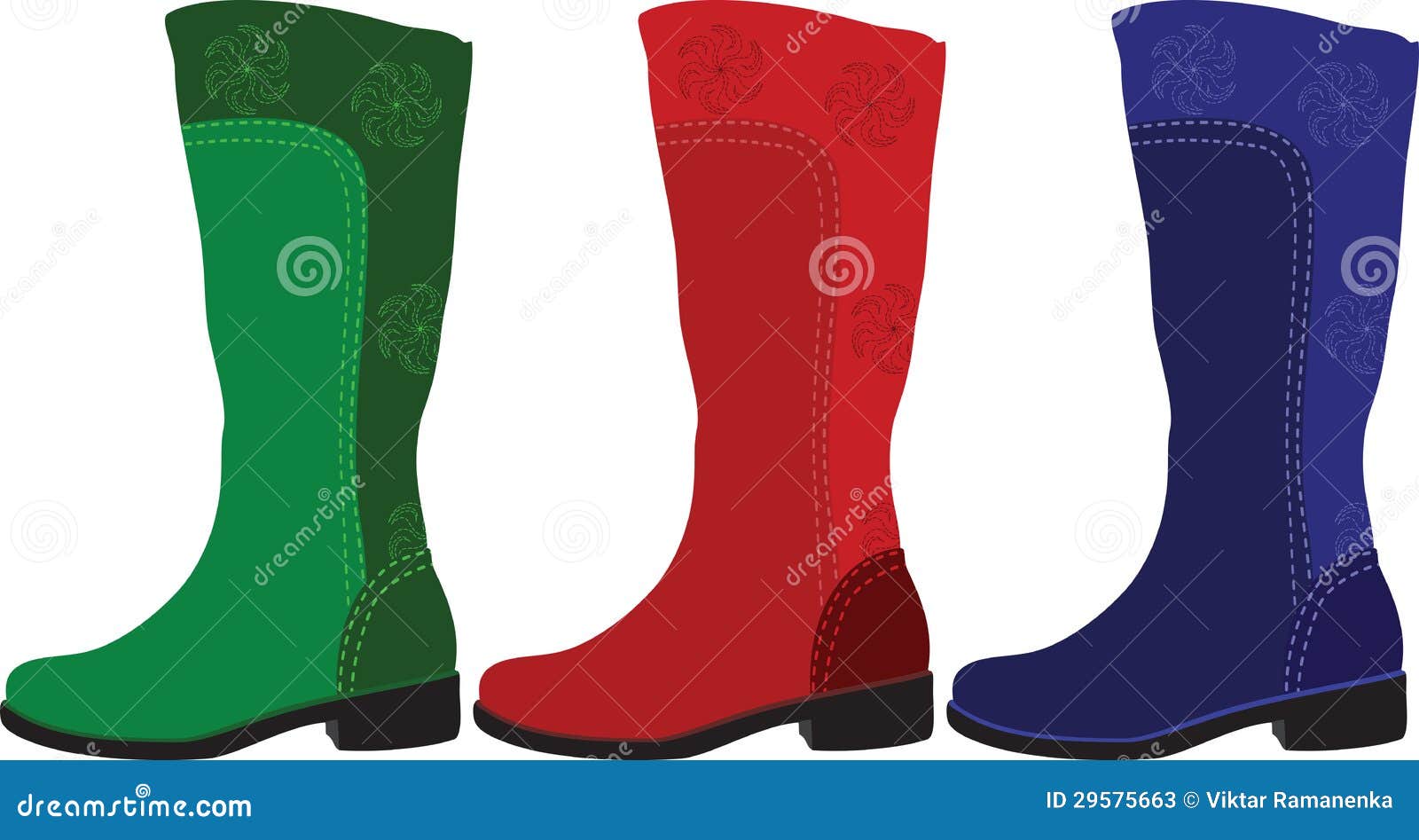 Set of boots stock vector. Illustration of elegant, green - 29575663