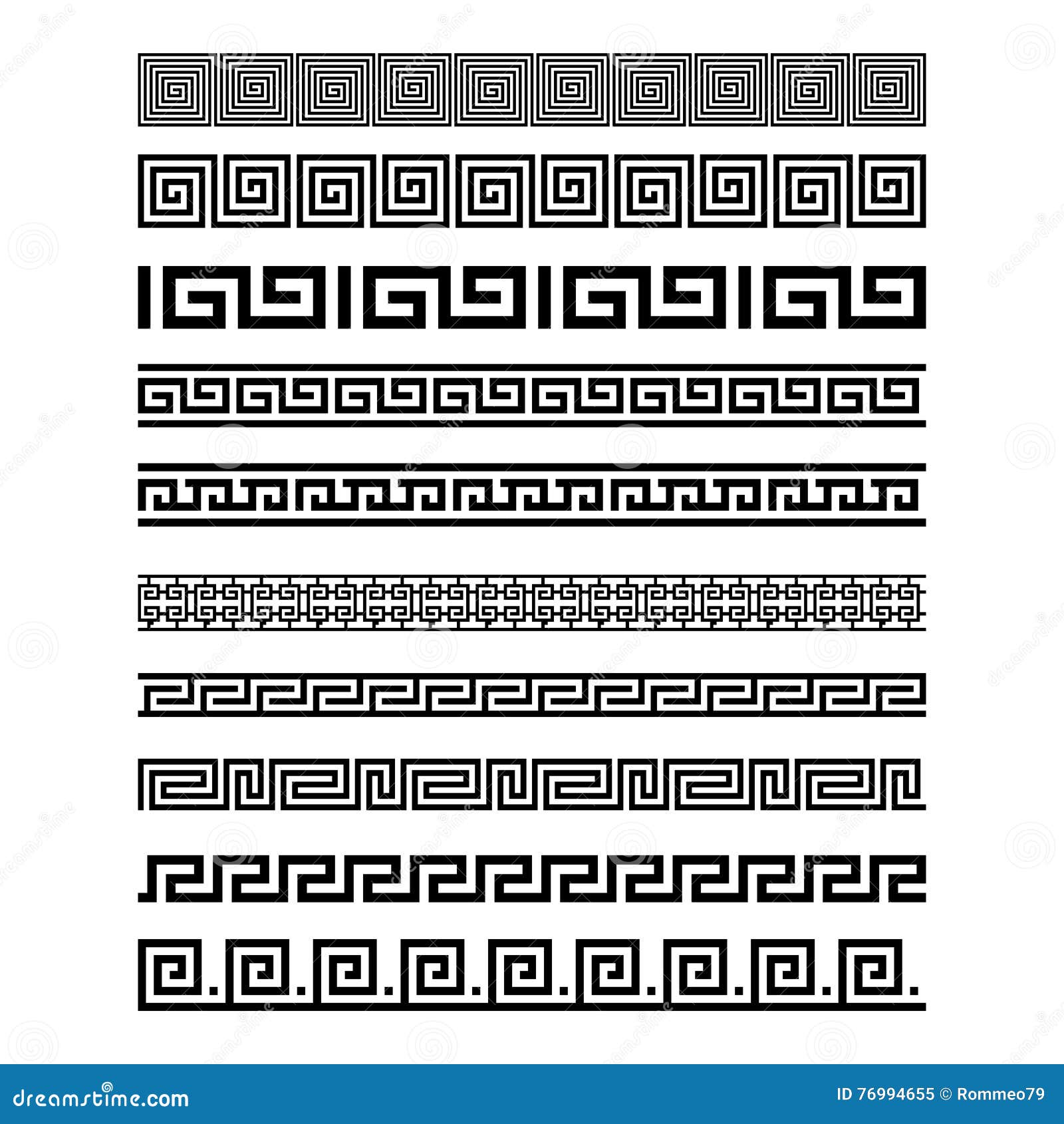 Set of Border Decoration Elements Seamless Patterns in Greece Style ...