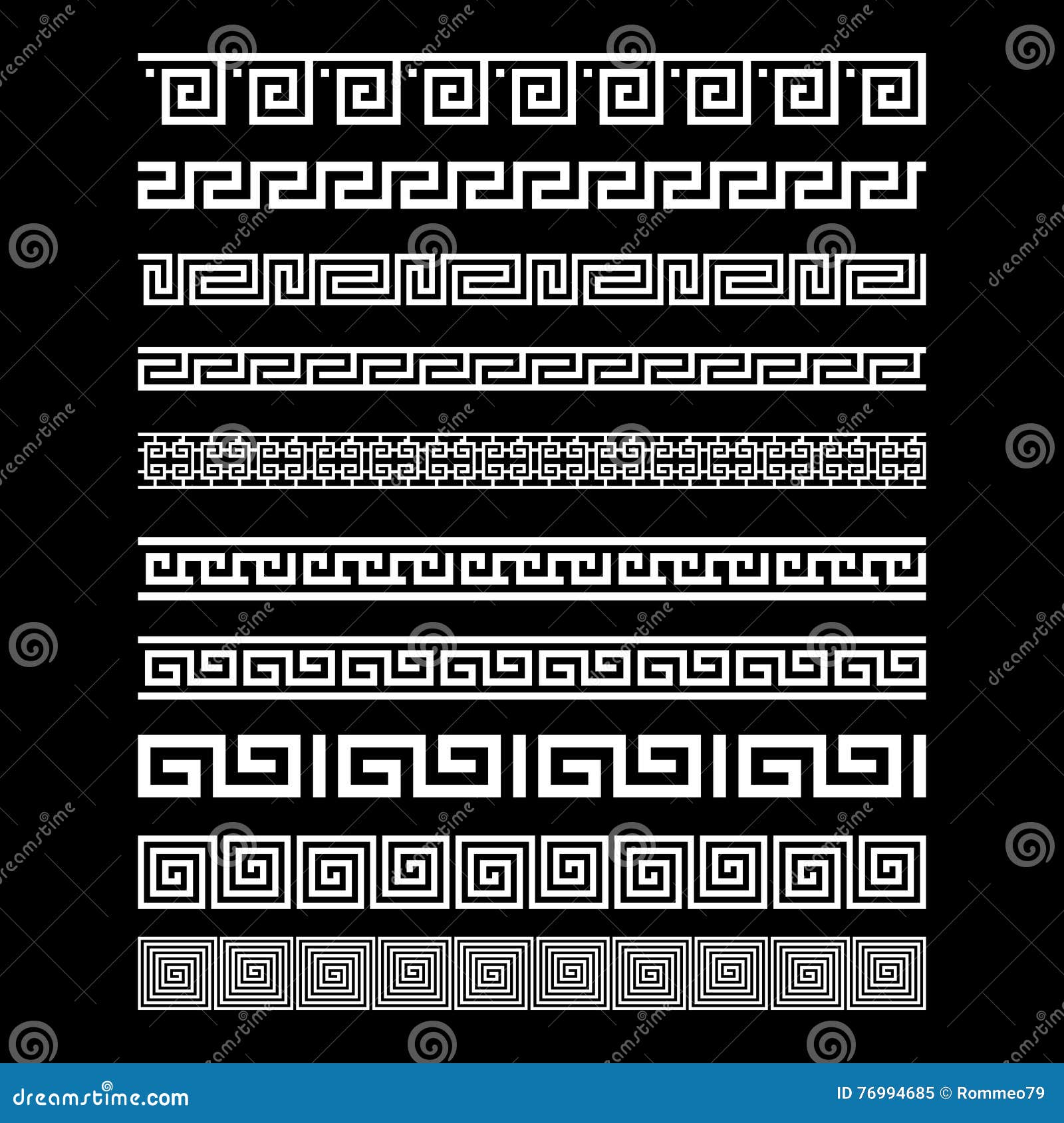 Set of Border Decoration Elements Seamless Patterns in Greece Style ...