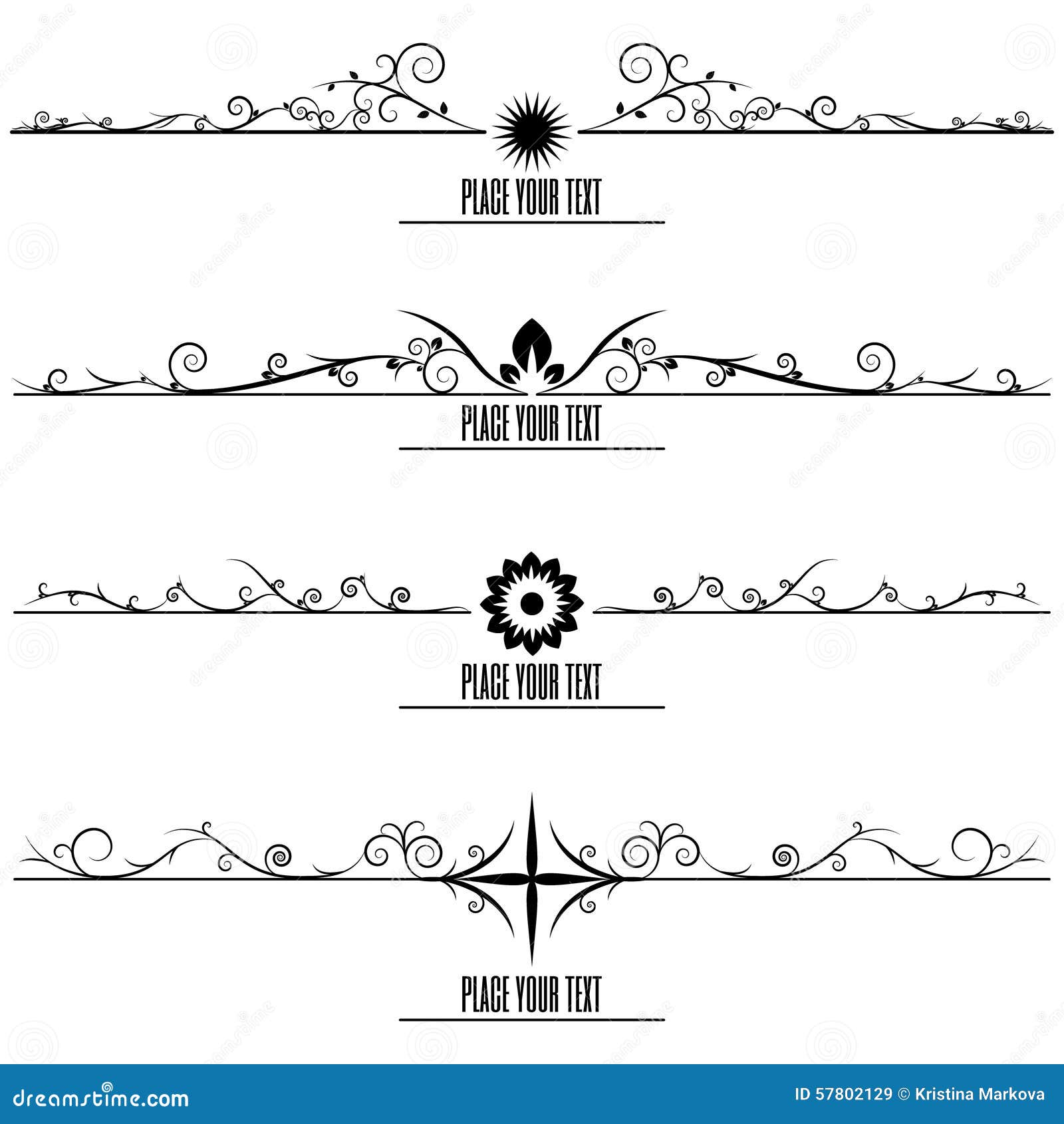 Set Border Design Element stock vector. Illustration of filigree - 57802129