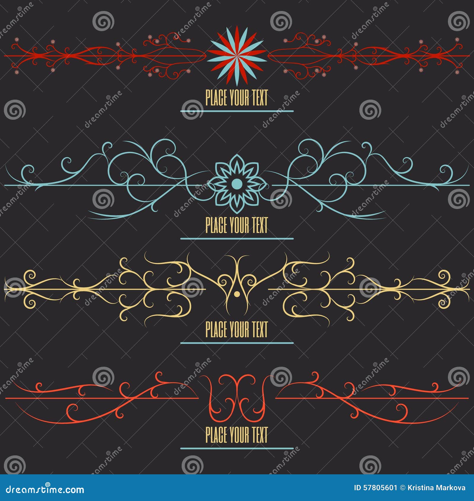 Set Border Design Element stock vector. Illustration of classical ...