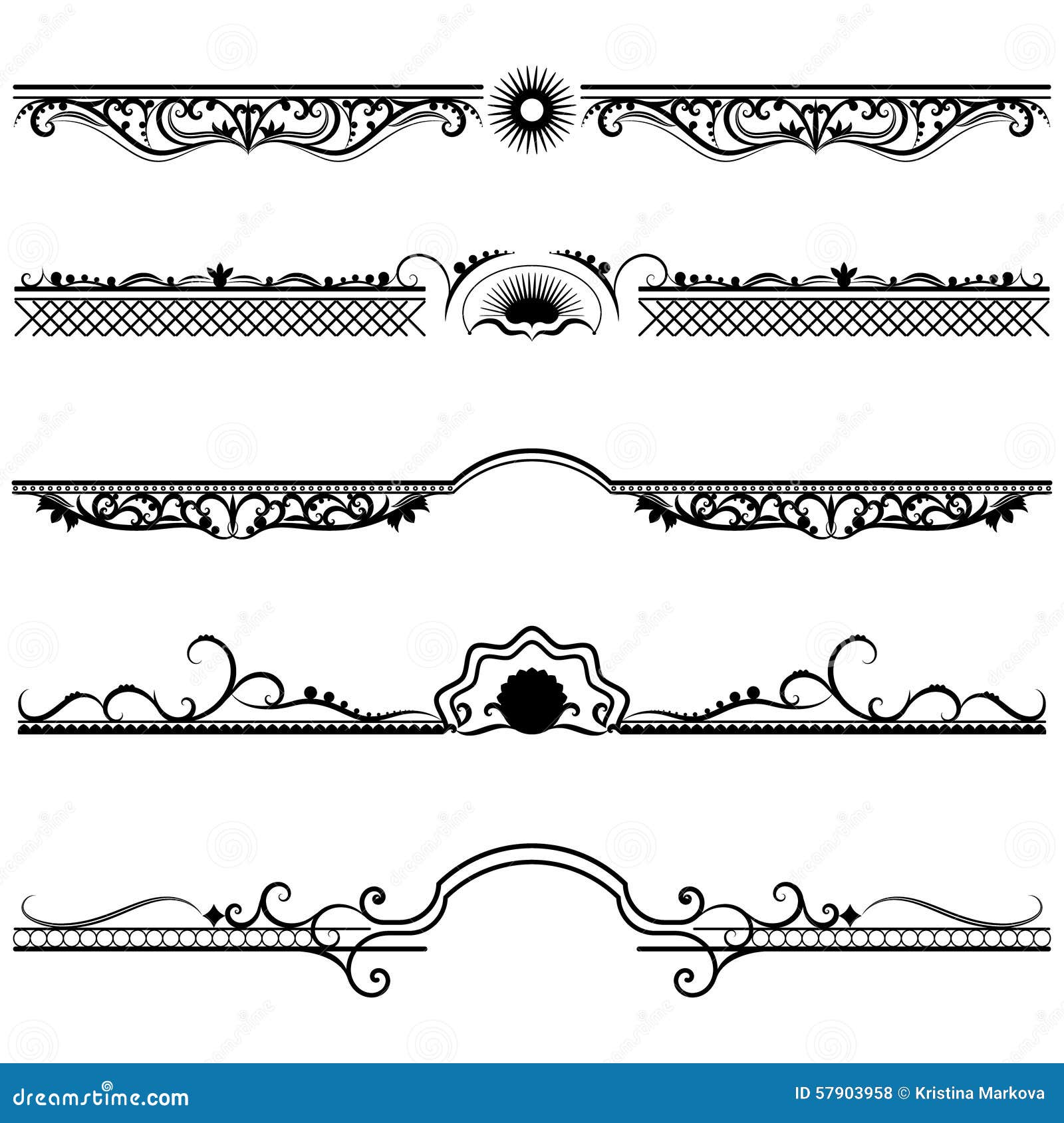 Set Border Design Element stock vector. Illustration of filigree - 57903958