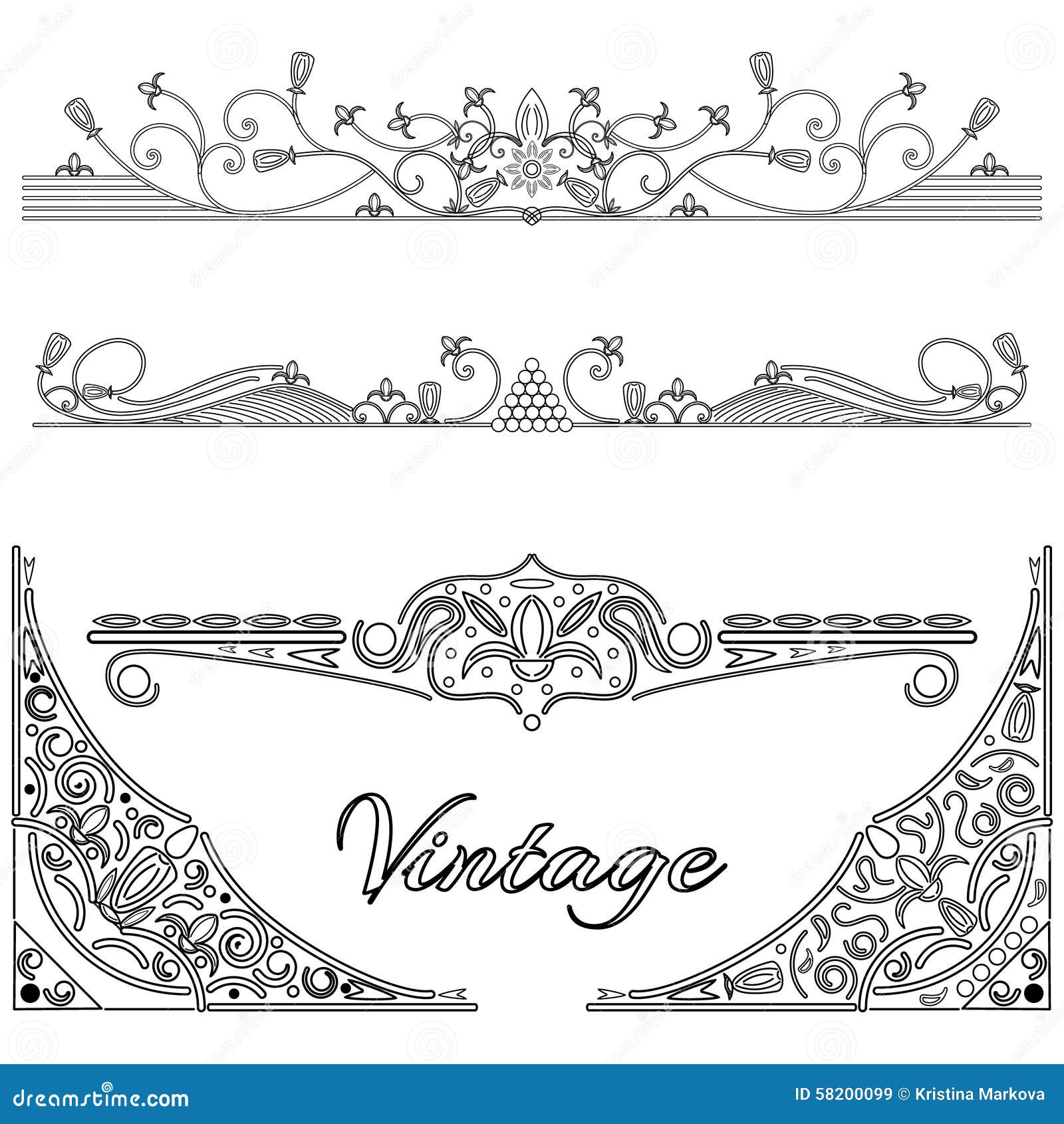 Set Border Design Element stock vector. Illustration of formal - 58200099