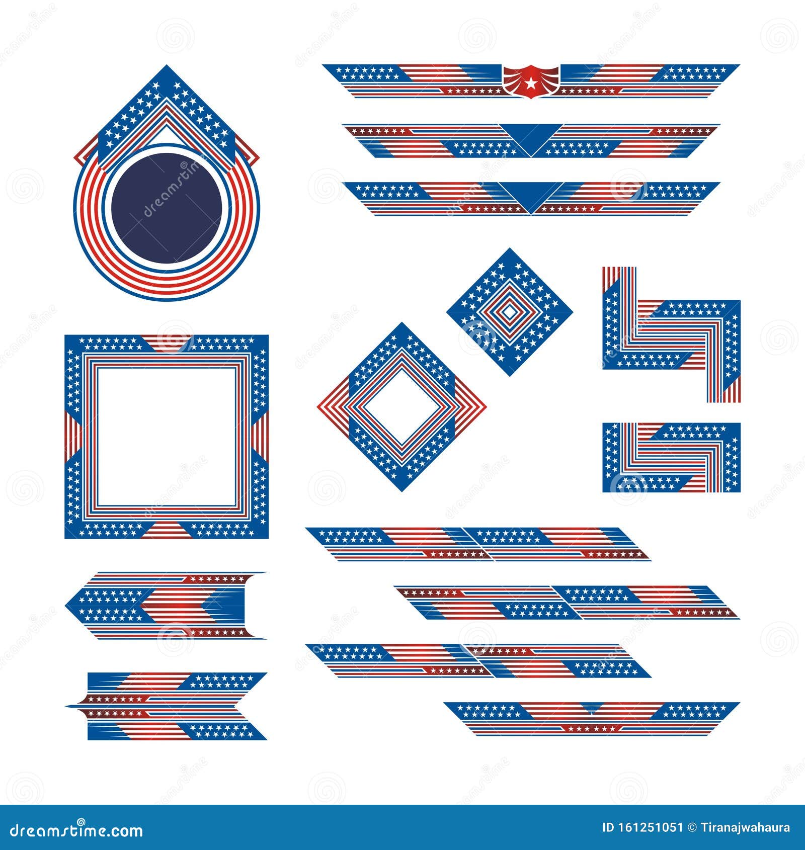 Set of Border and Frame with Blue and Red Color Stock Vector ...