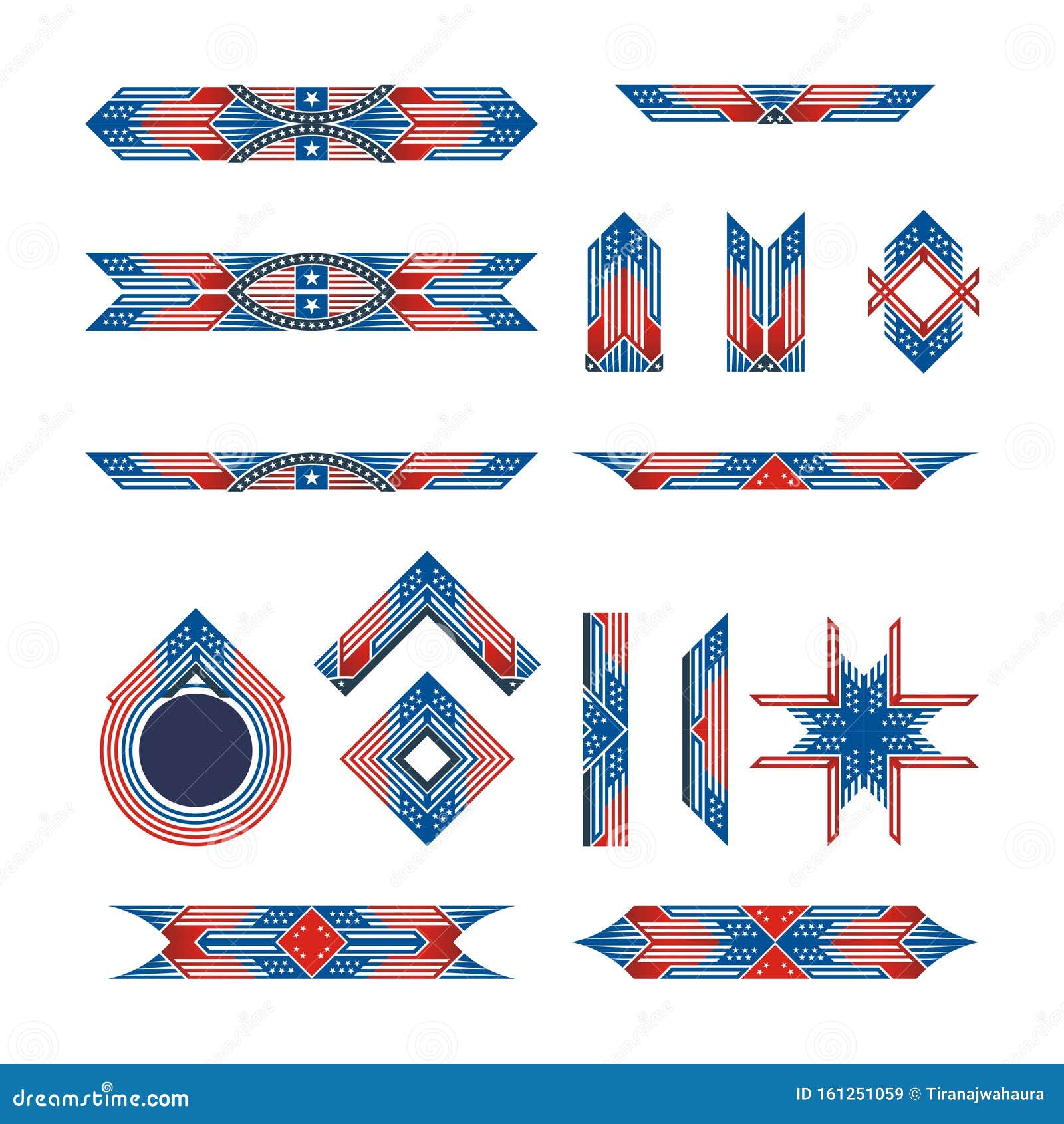 Set of Border and Frame with Blue and Red Color Stock Vector ...