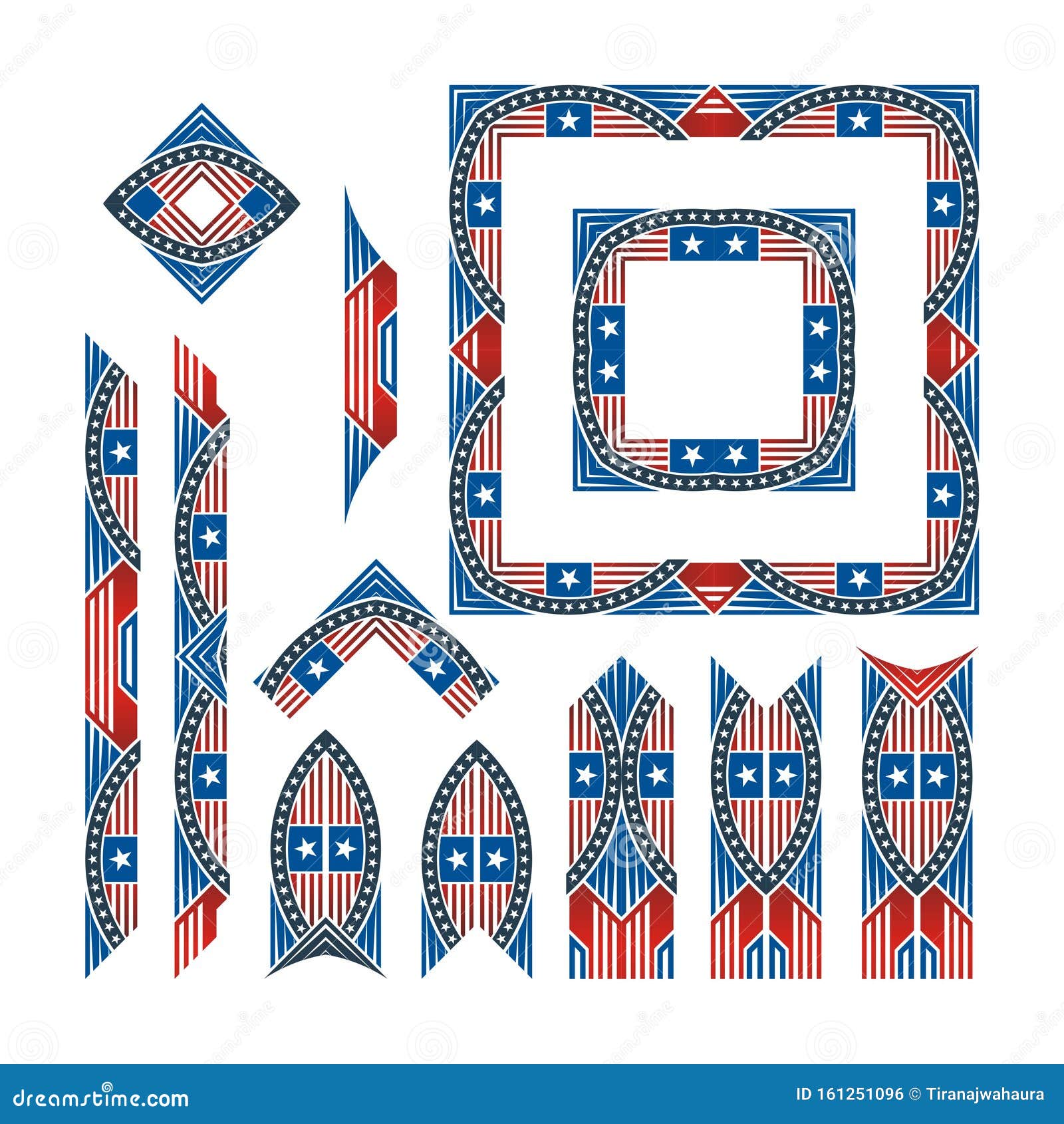 Set of Border and Frame with Blue and Red Color Stock Vector ...