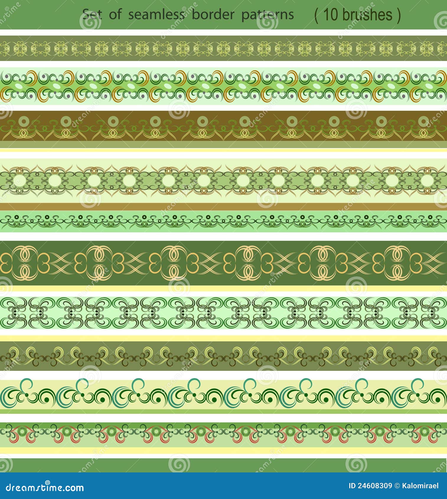 Set of border patterns stock vector. Illustration of color - 24608309