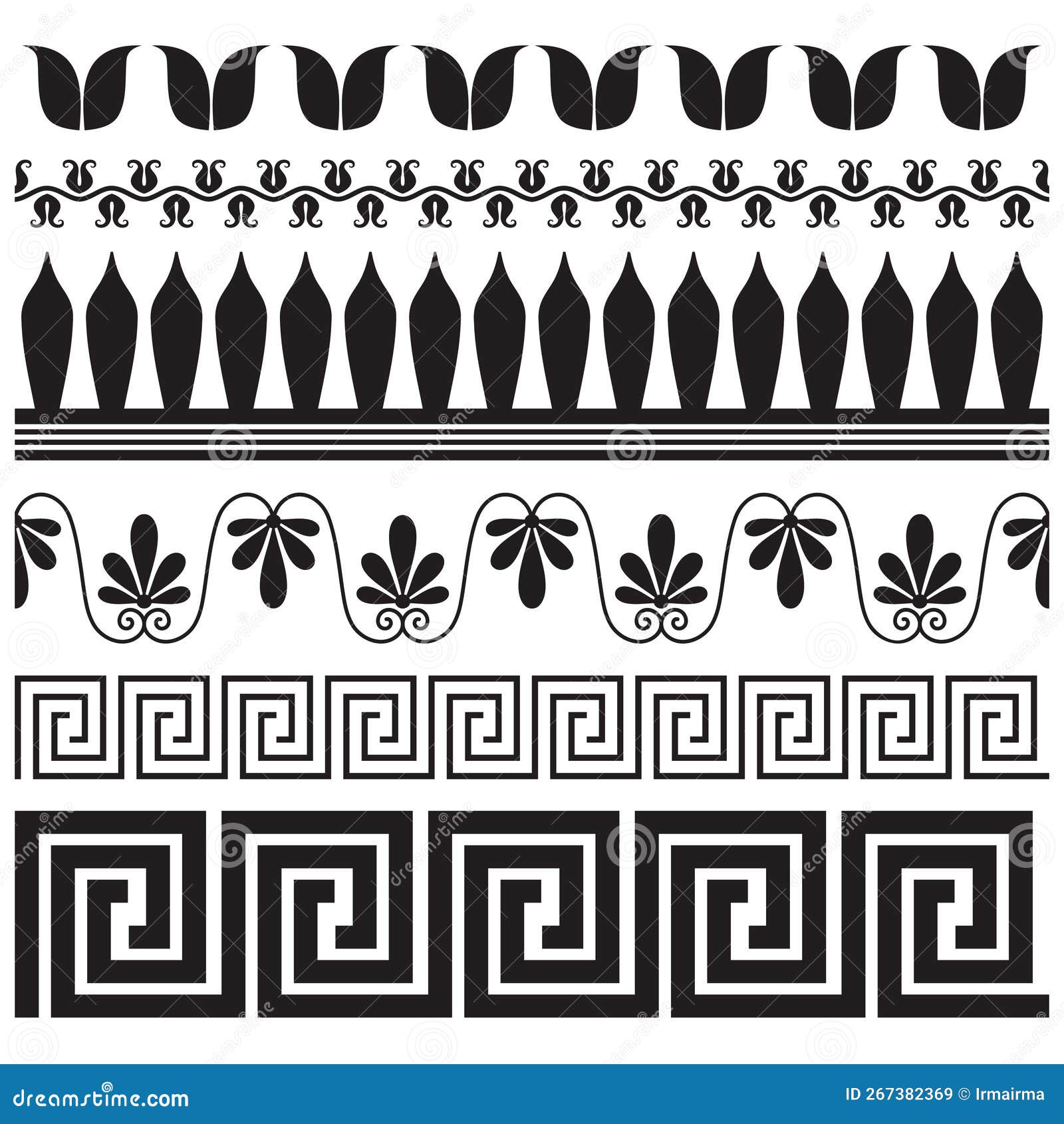 Set of Borders in Ancient Greek Style Stock Vector - Illustration of ...